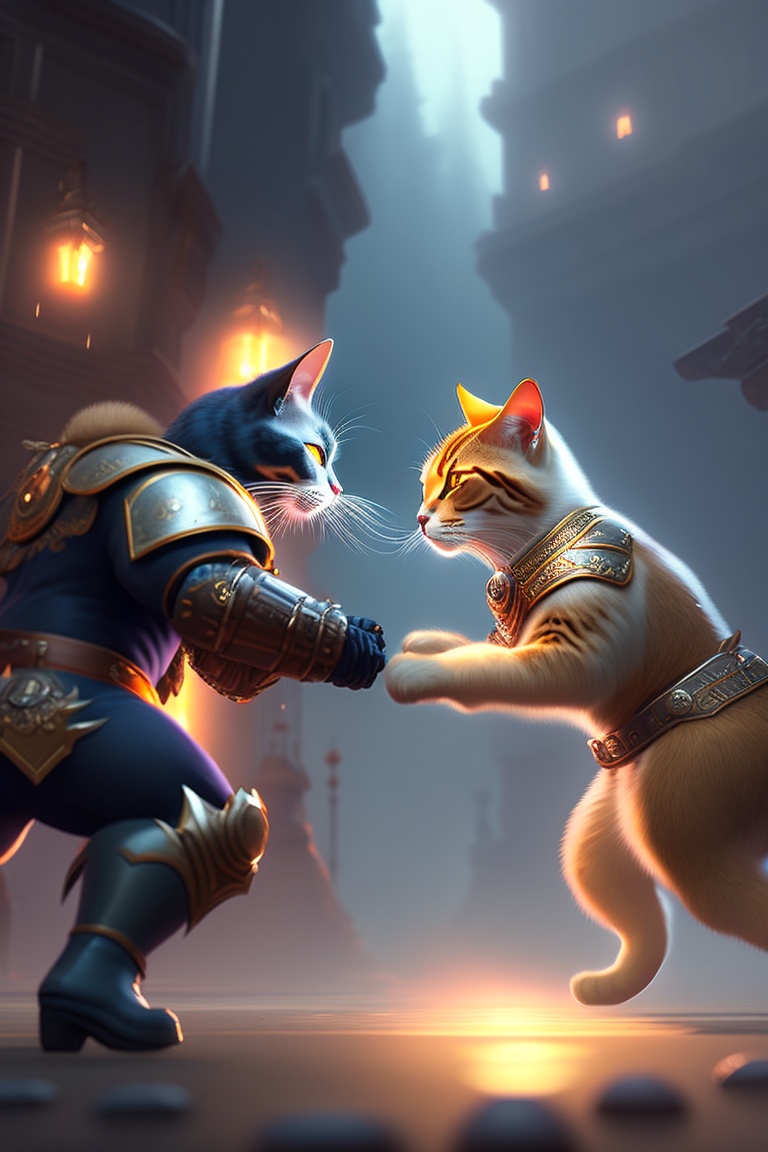 Lexica - Two cats fighting, key lighting, soft lights, foggy, 8 k ...