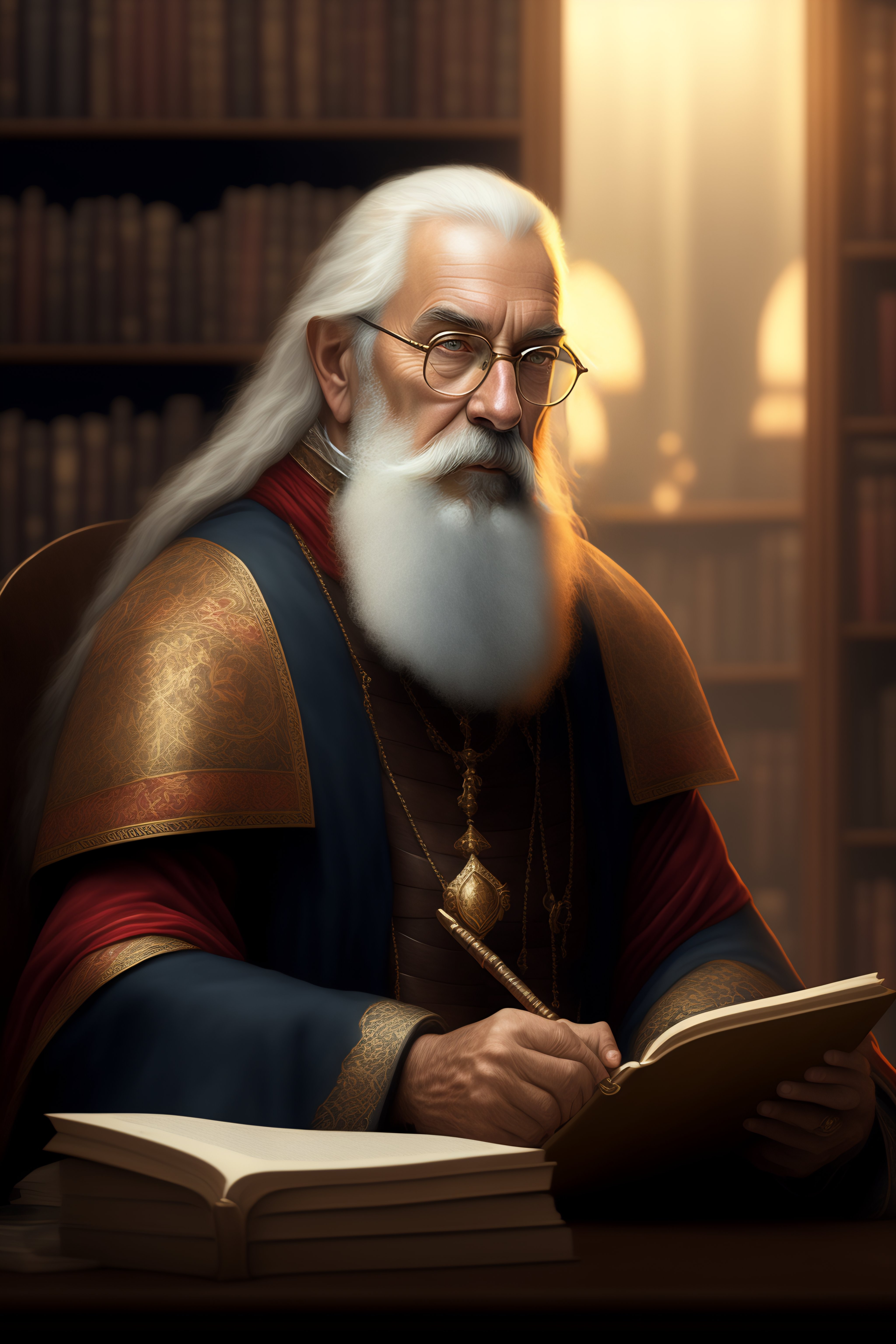 Lexica - Portrait of an old medieval wizard with long beard and round ...