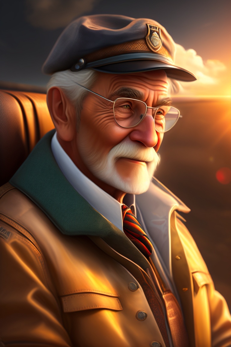 Lexica - Old man, pilot, weathered, sunshine