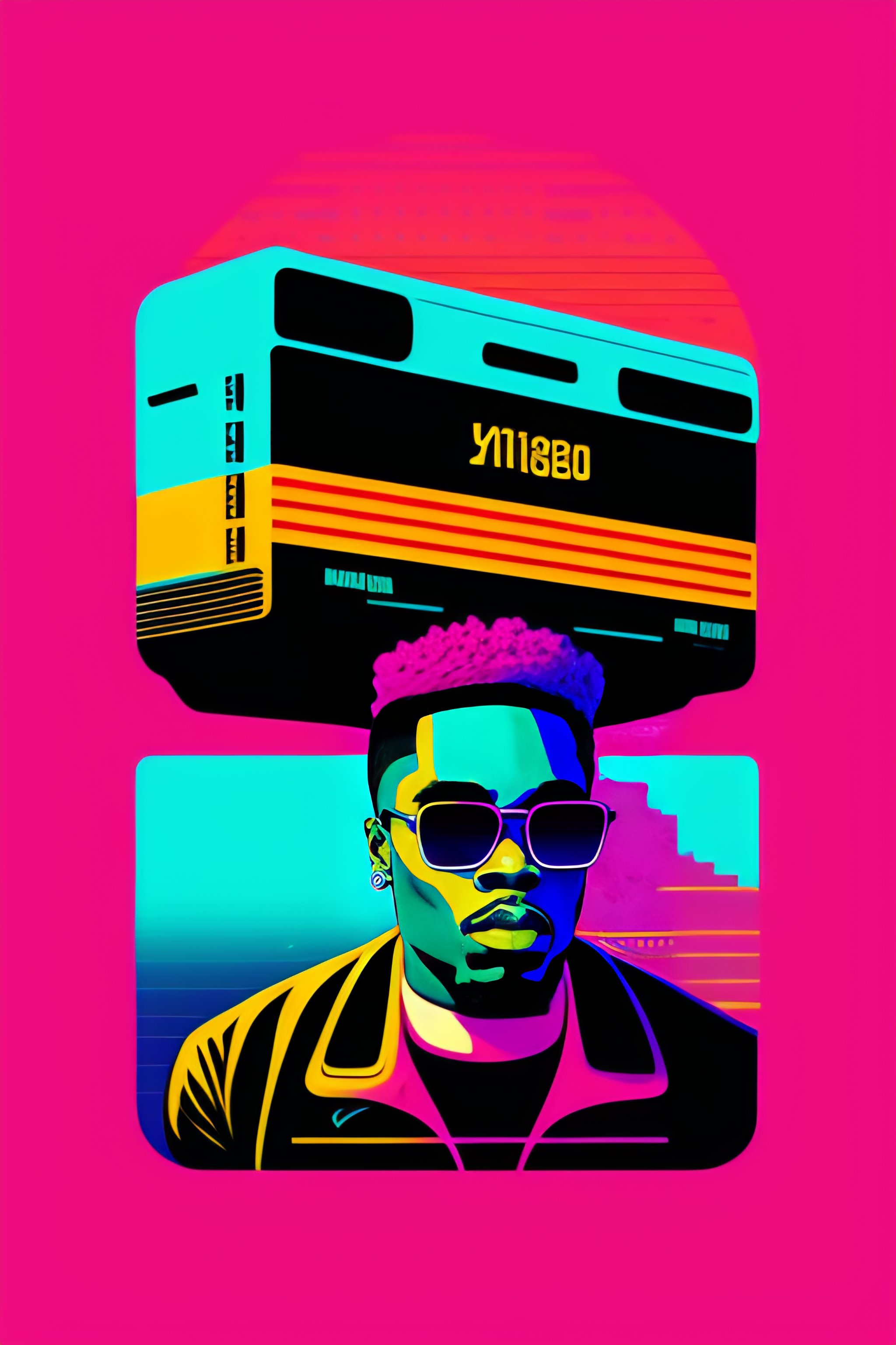 Lexica - Retro 80s vaporwave vintage rap music illustration art by ...