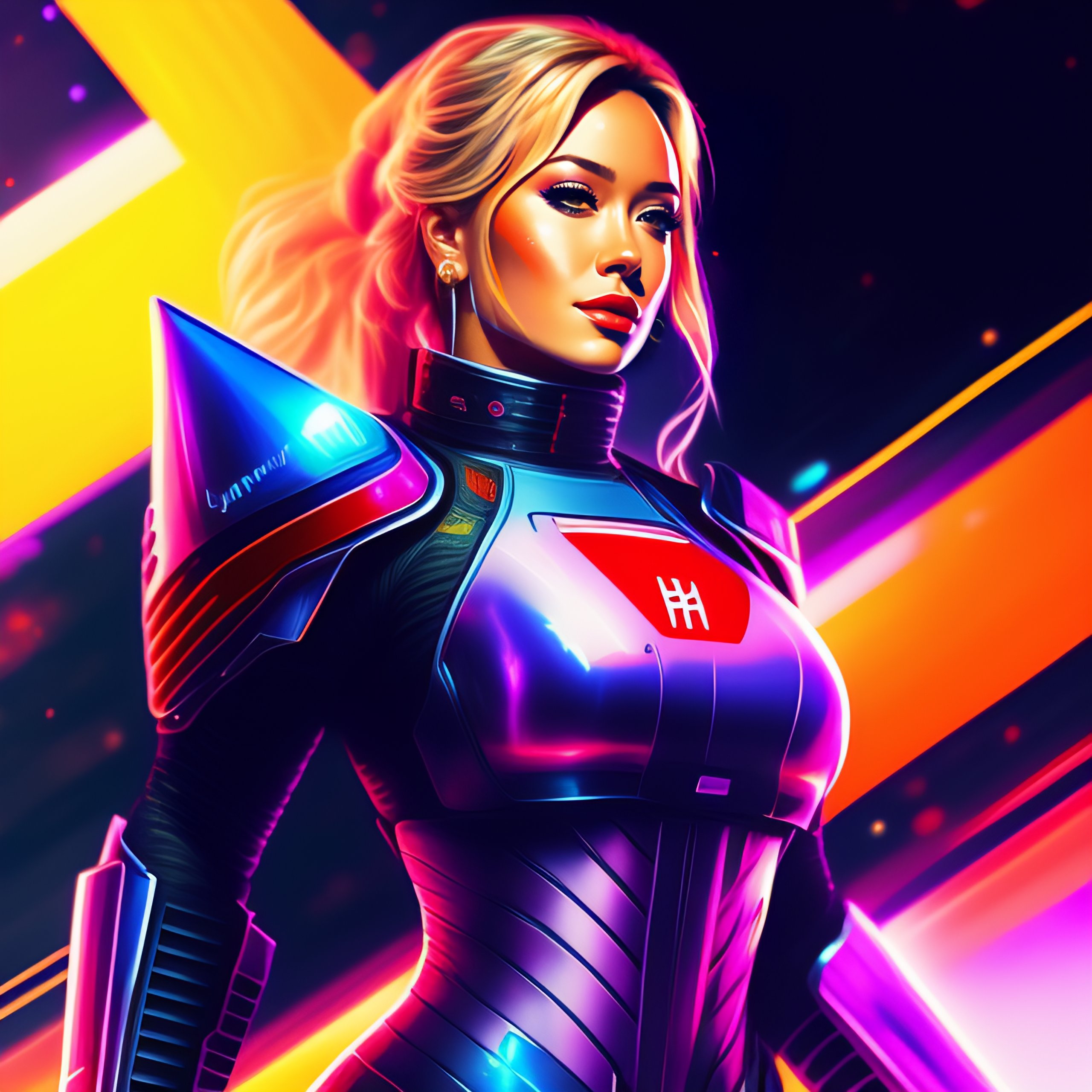 Lexica - Hillary Duff as spacefighter cyborg ,style of Jason Brooks ...