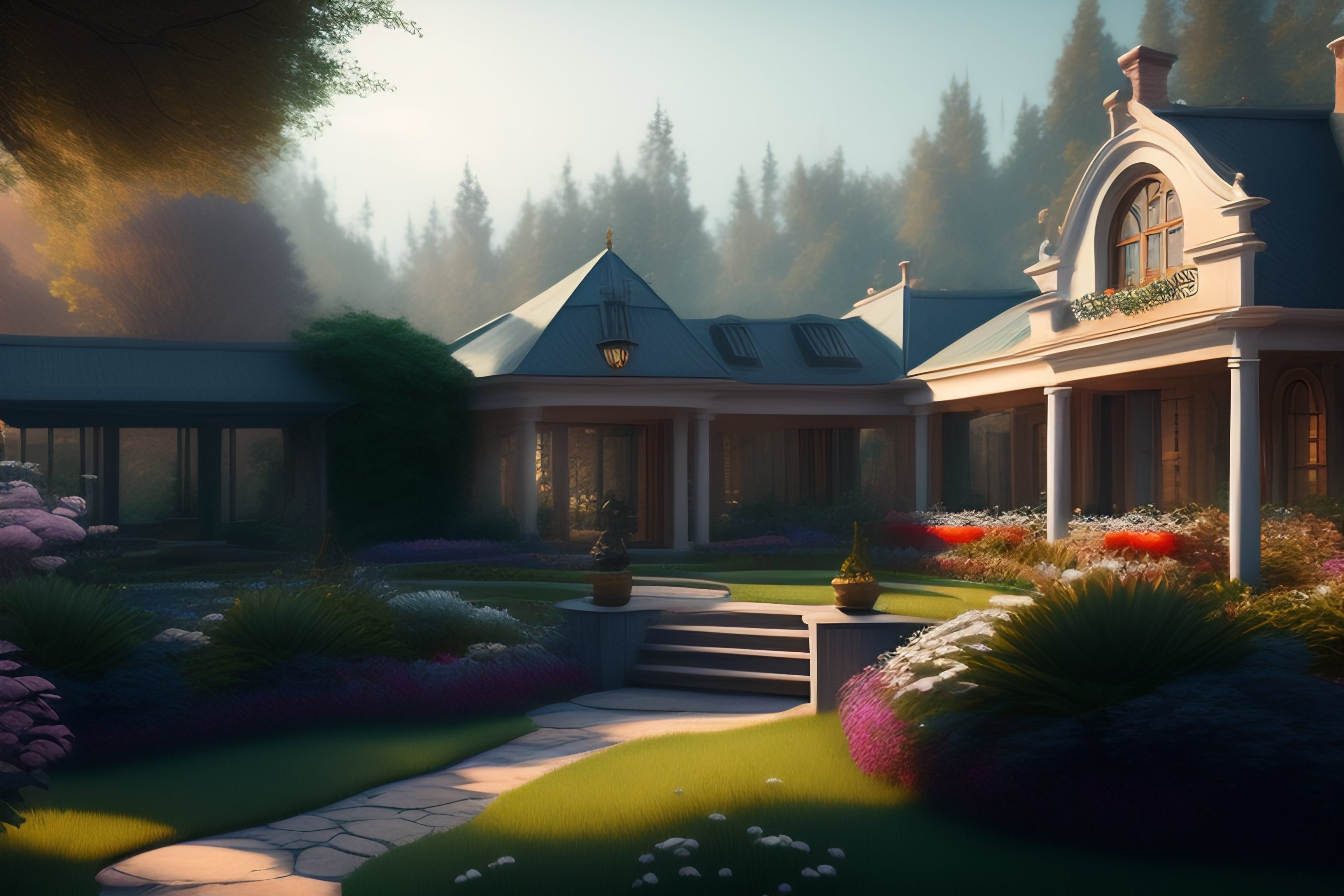 Lexica - Beautiful gardens, cgi, trending on artstation, by greg rutkowski