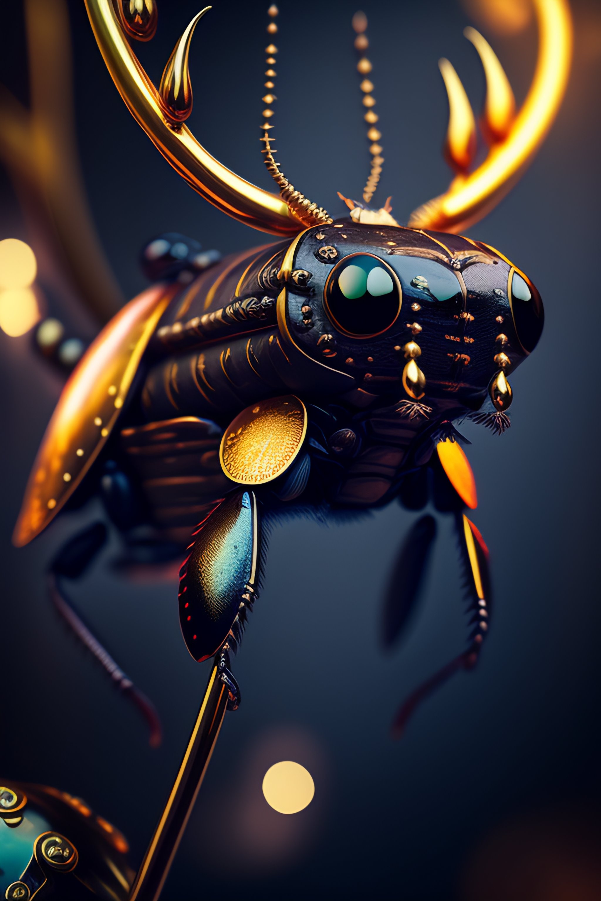 Lexica - Steampunk stag beetle, holding a bishop's staff in his hands ...