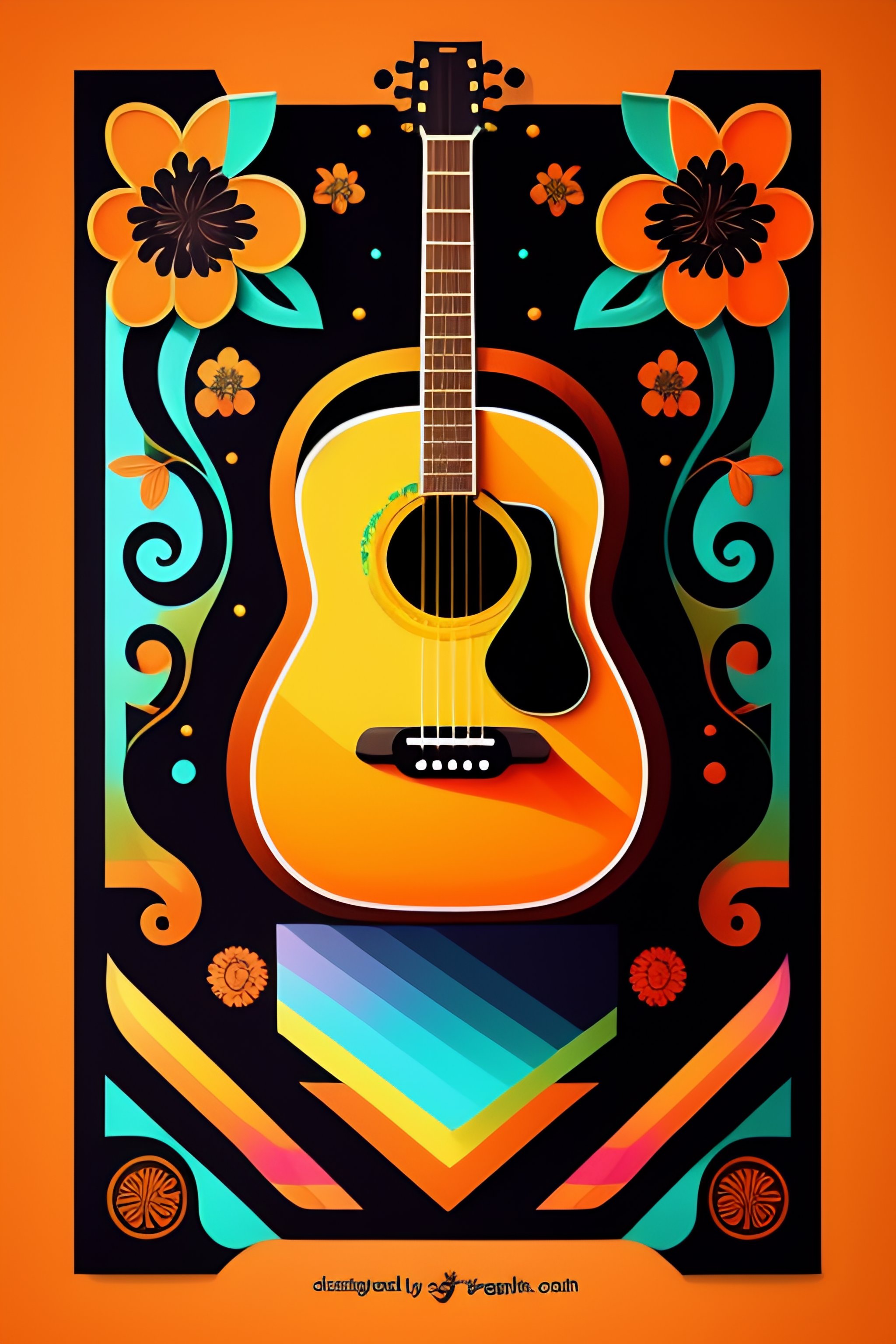 Lexica - Vector flat Flyer, Flyer flat vector 2D image of a guitar ...