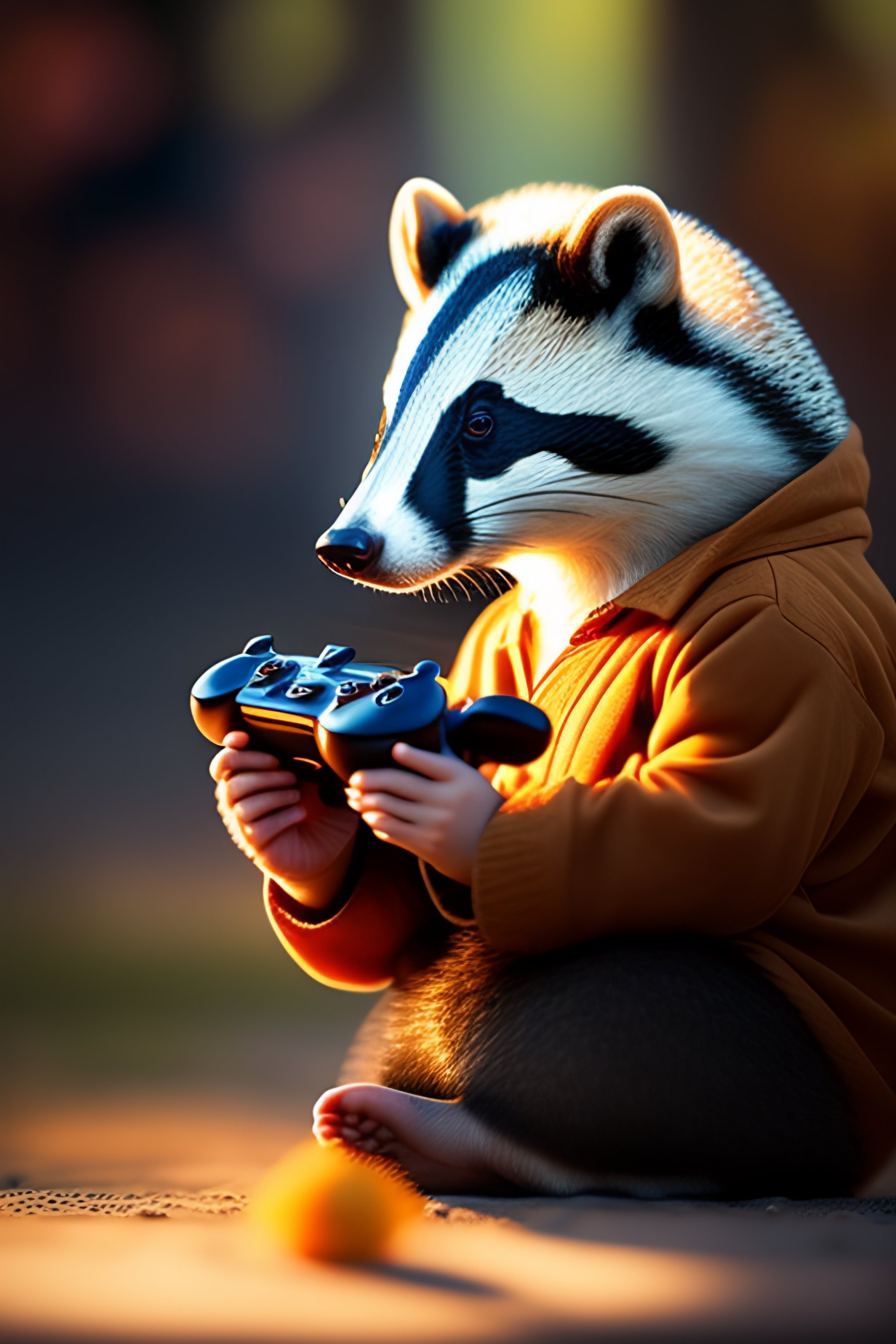 Lexica - Badger playing videogame