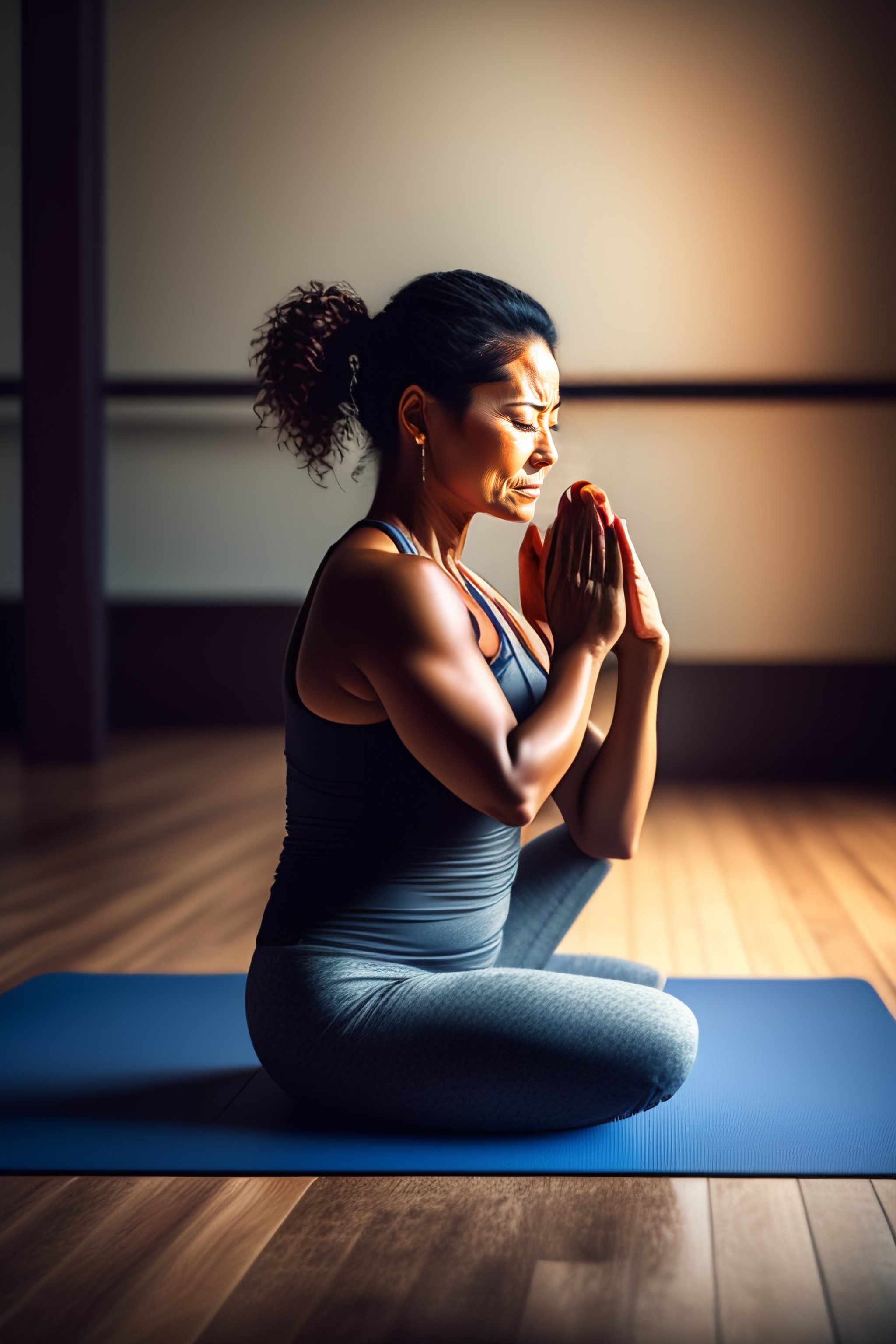 Lexica - Crying woman doing yoga