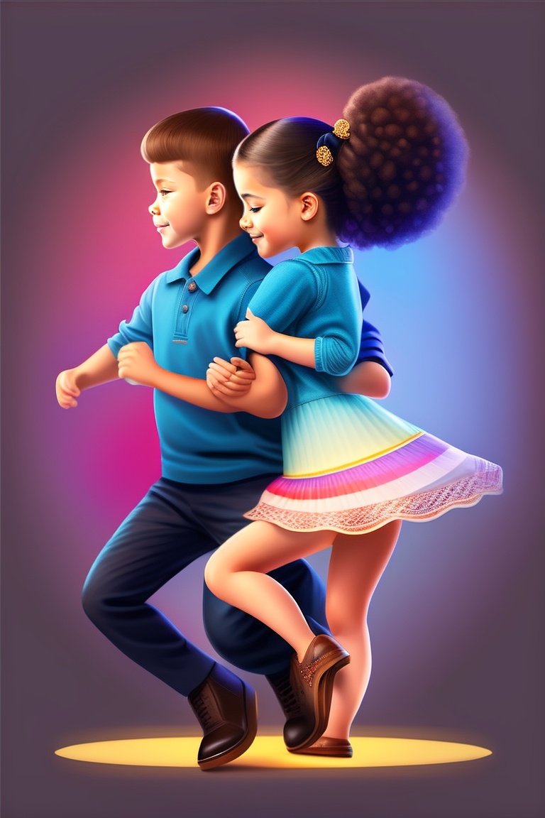 Lexica - Couple of kids spinning in latin dance, realism