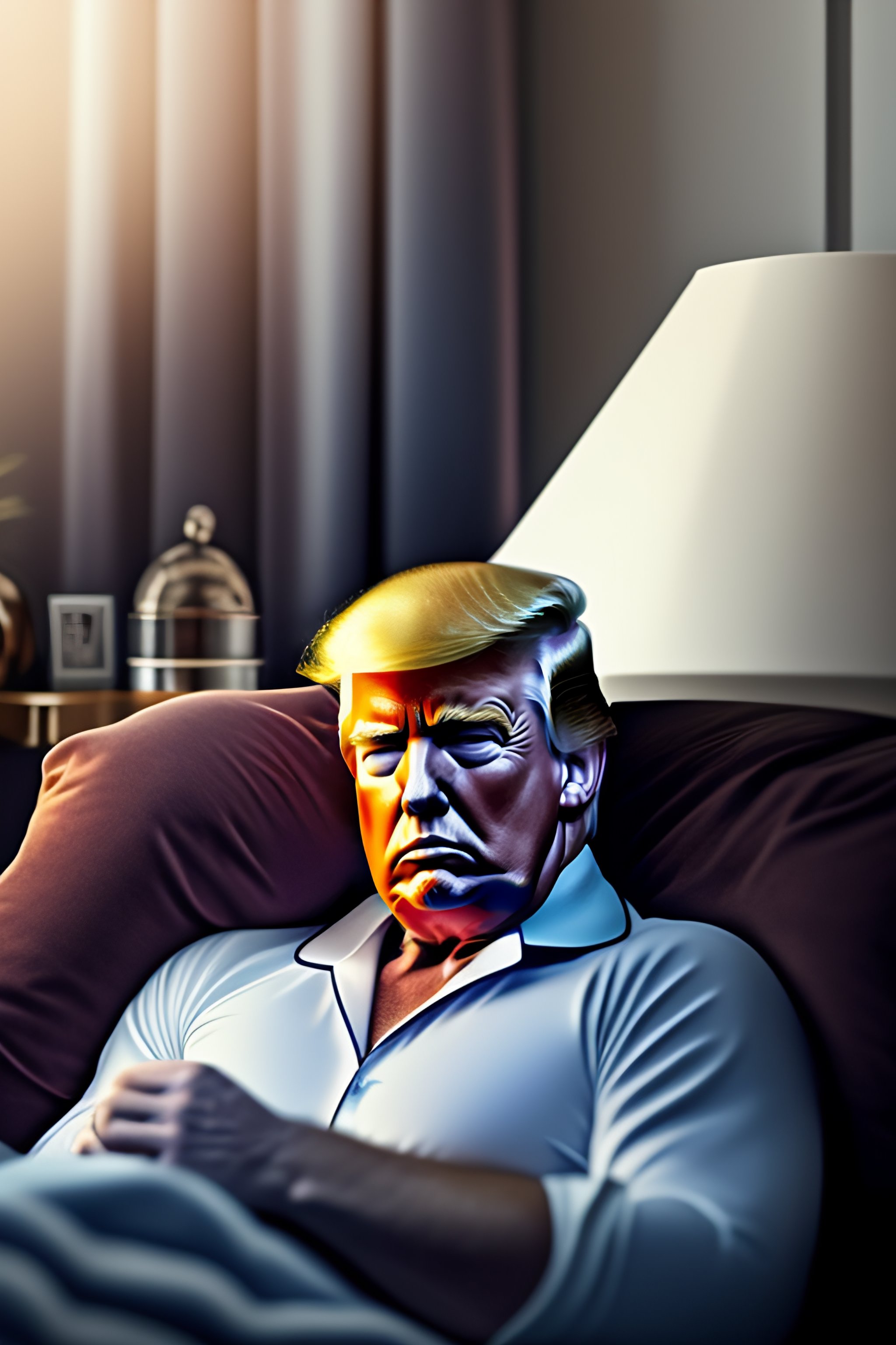 Lexica - Donald Trump in bed wearing PJs working on his 2024 election ...