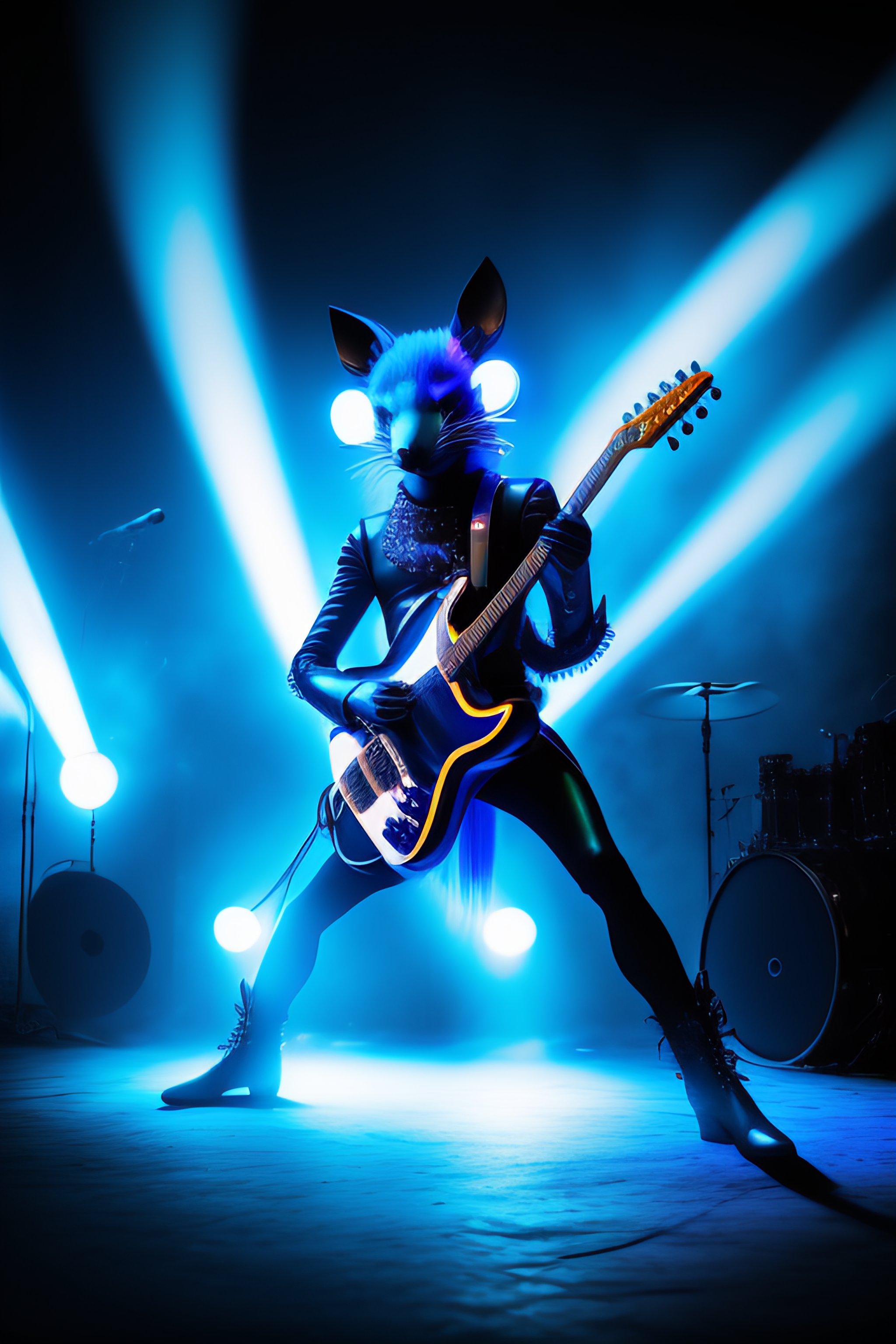 Lexica - Male blue ant rockstar, mystical cartoon humanoid, playing ...