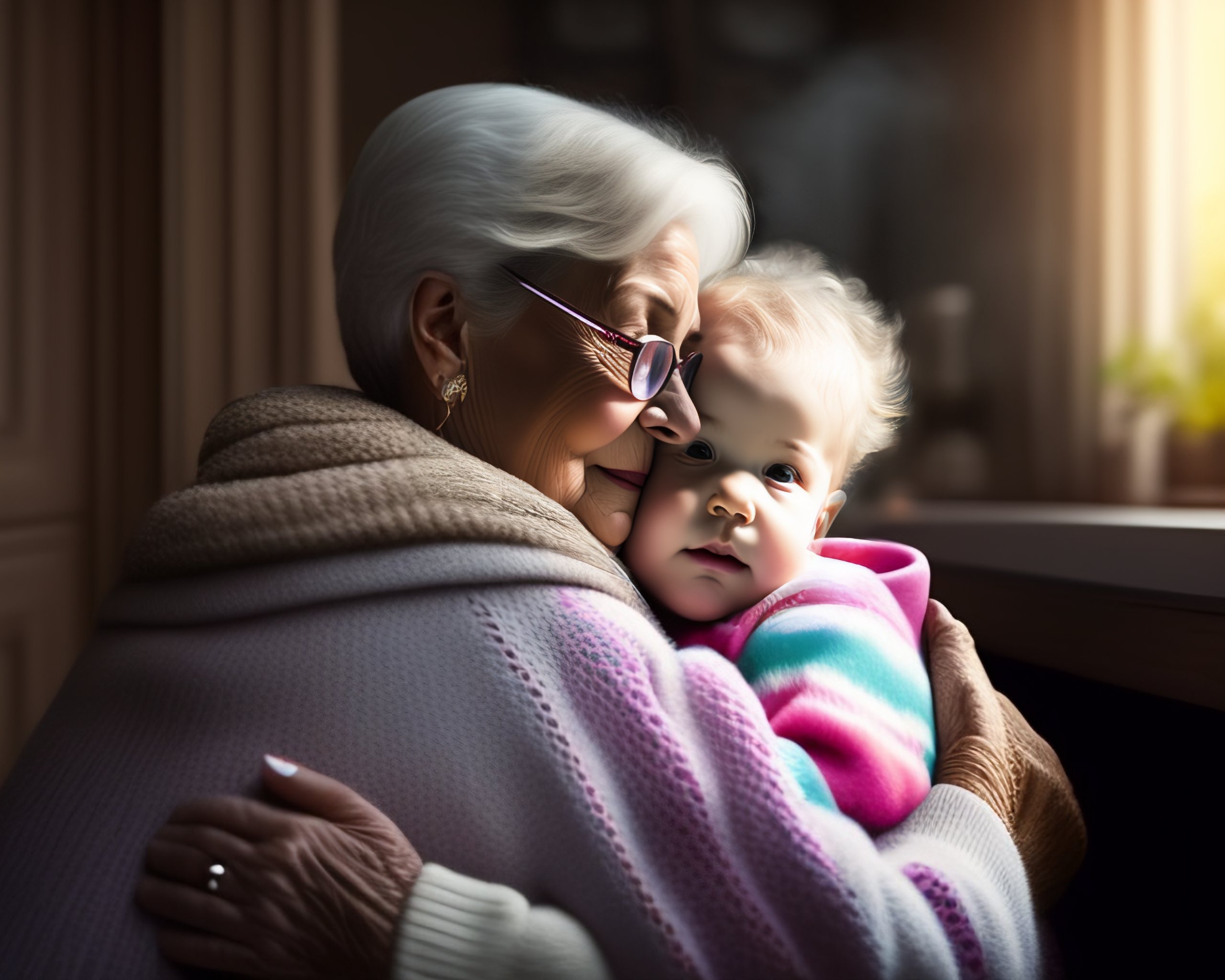 Lexica - Ghost grandma hugging her grandchild