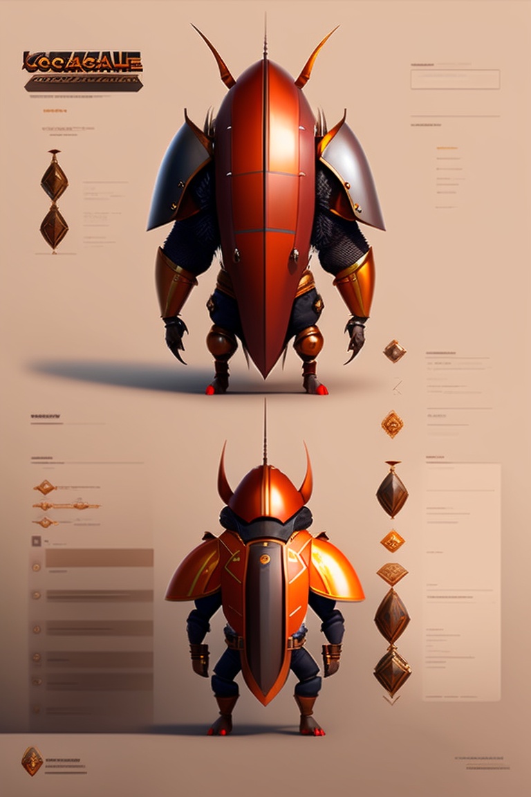 Lexica - Concept art character, cockroach warrior orthographic full ...