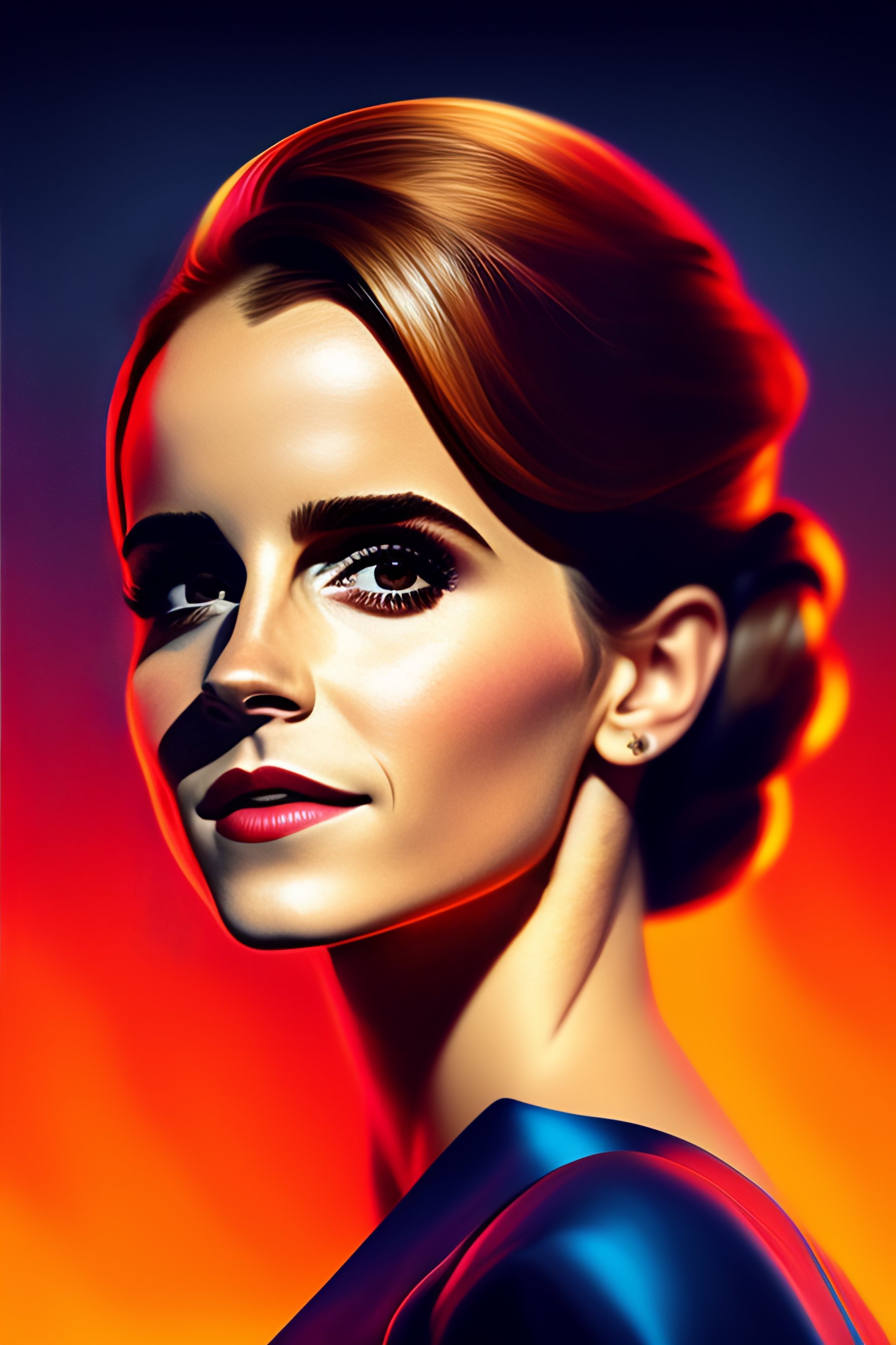 Lexica - Portrait of Emma Watson with a giant forehead in style of mars ...