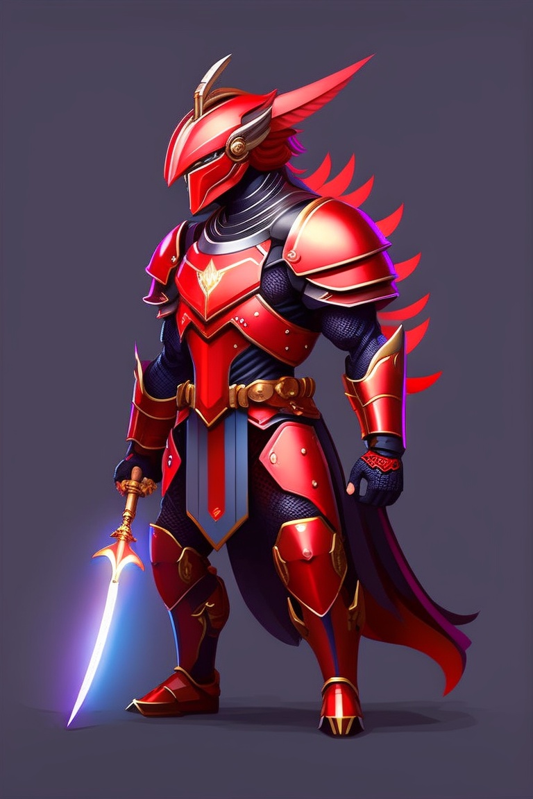 Lexica - Humanoid red dragon medieval armor wearing two 2d swords ...