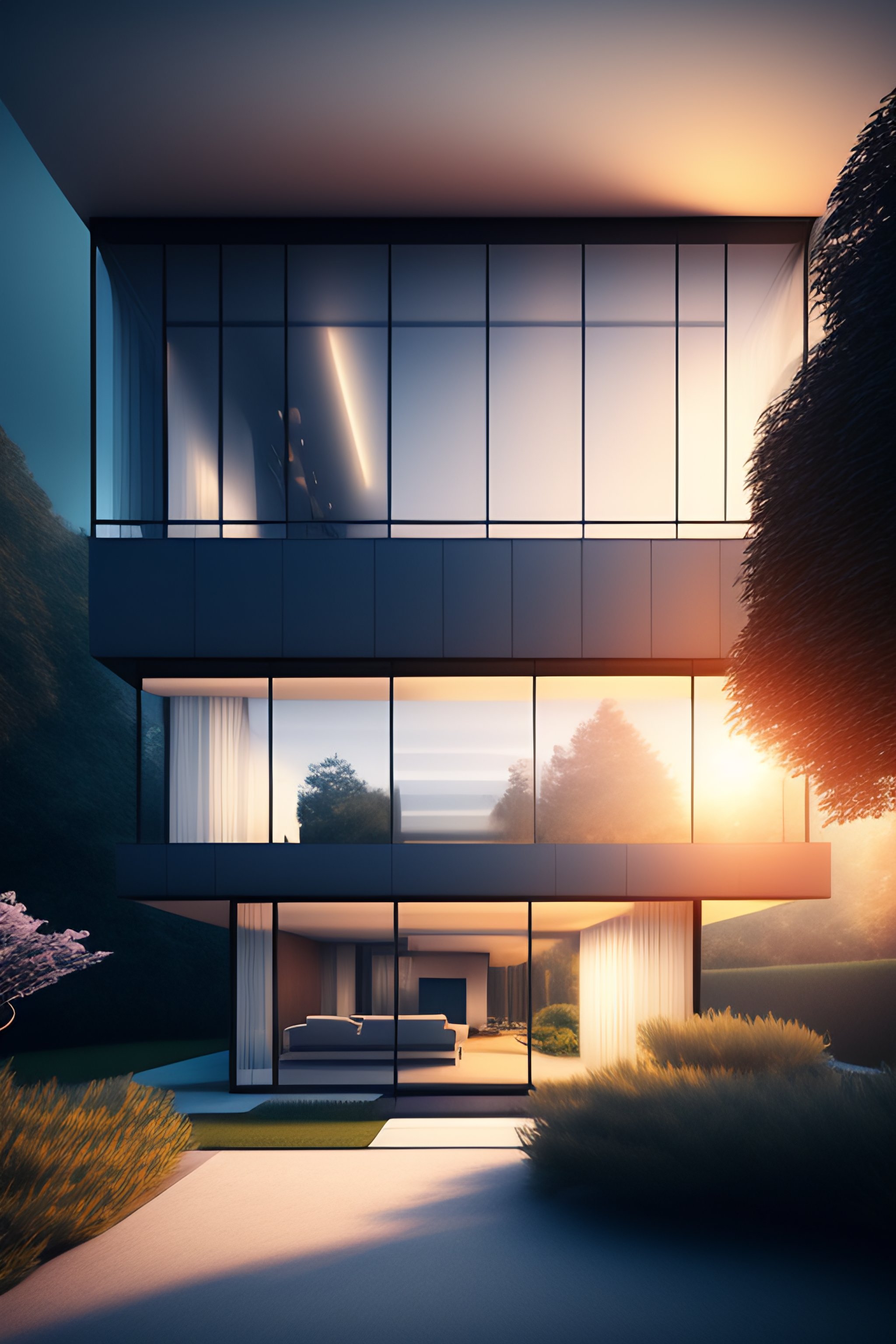 Lexica - Hyper realistic photo of a high end futuristic single-level ...