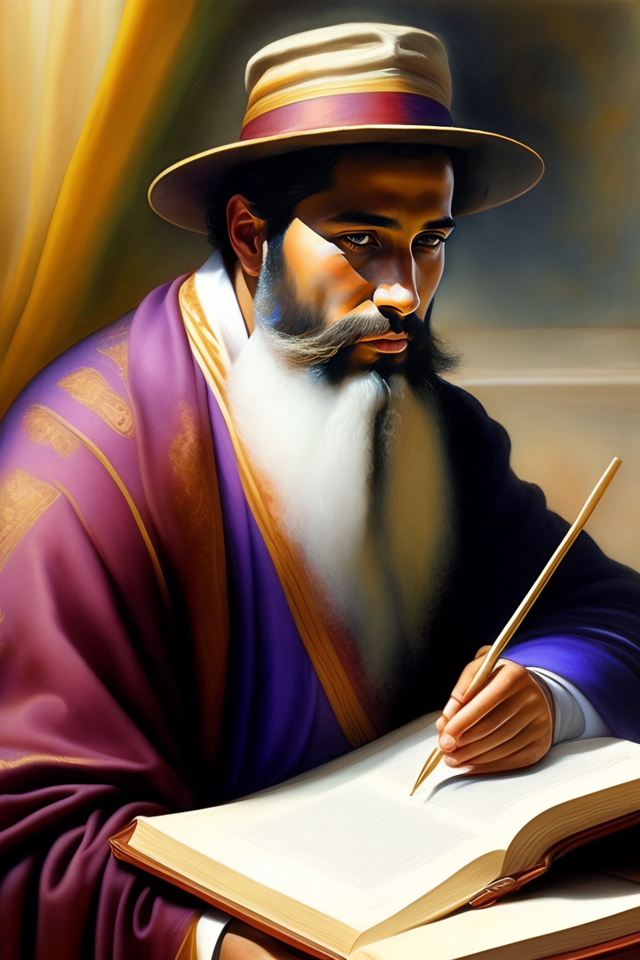 Lexica - Rabbin etudiant la torah, aquarelle