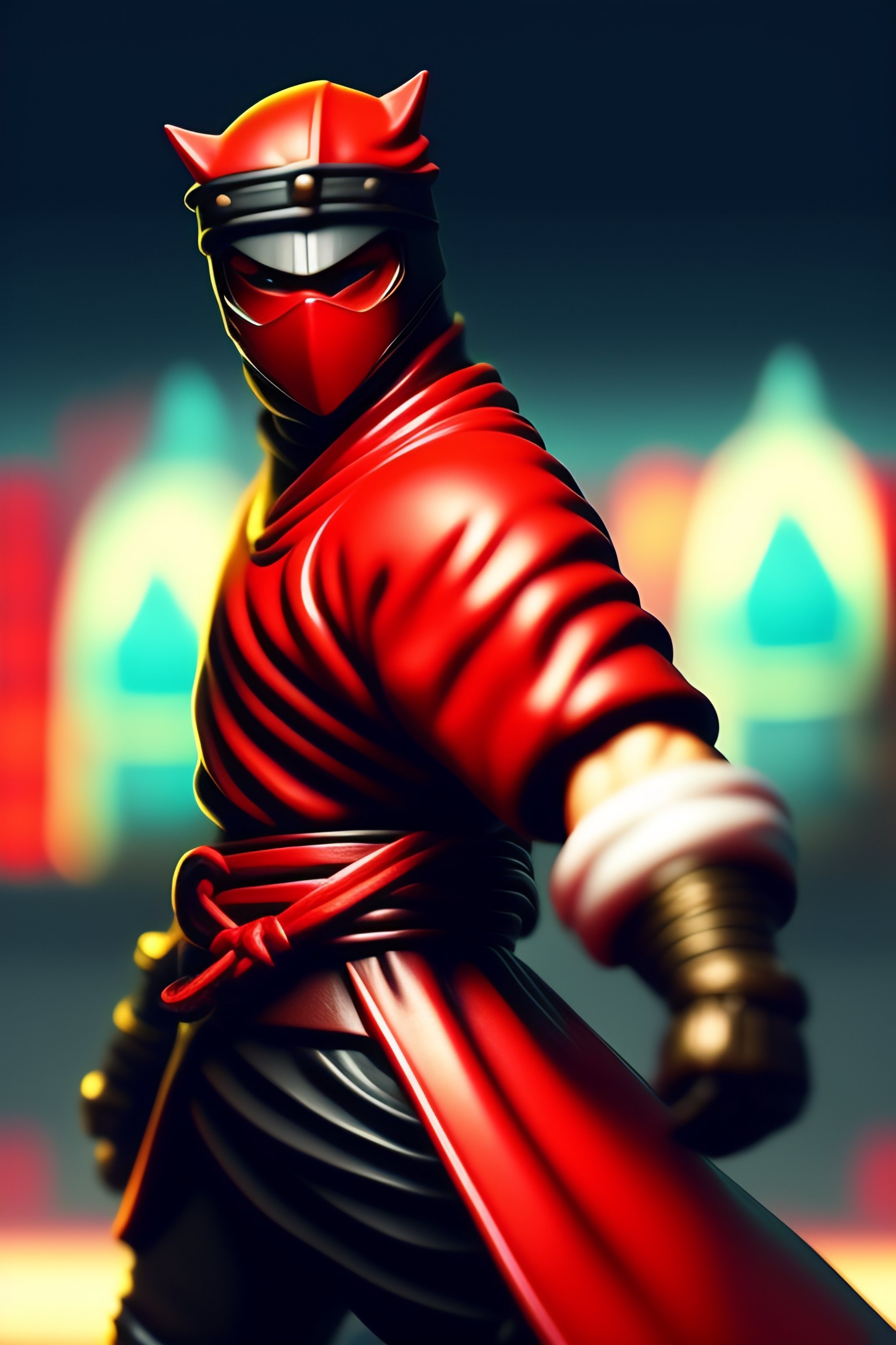 Lexica - 8-bit red ninja from ninja gaiden with mystical background