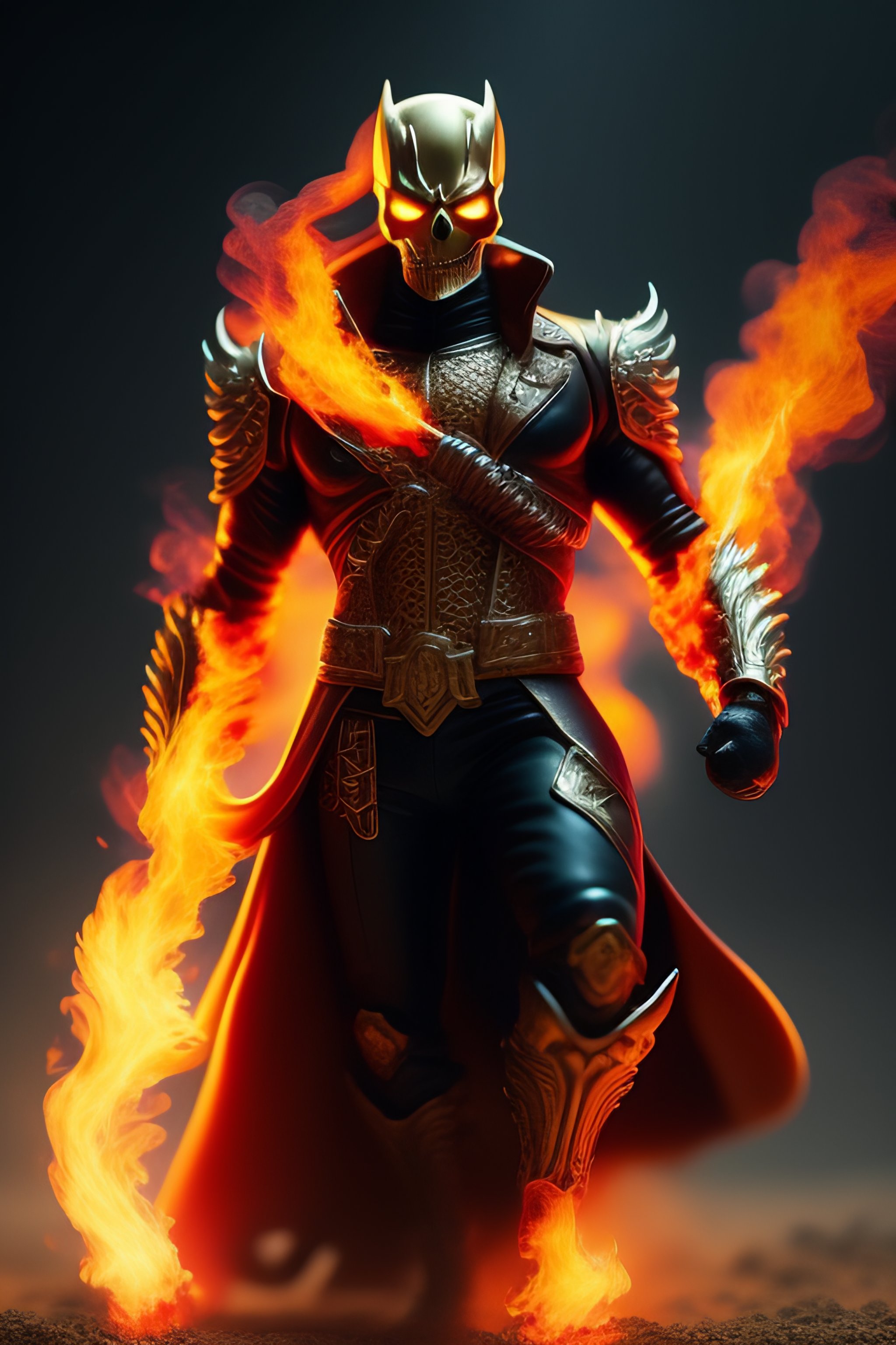 Lexica - Ghost rider holding a flamethrower