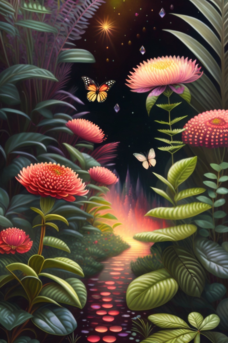 Lexica - Magic trippy strawberry jewel encrusted spiked flowers and ...