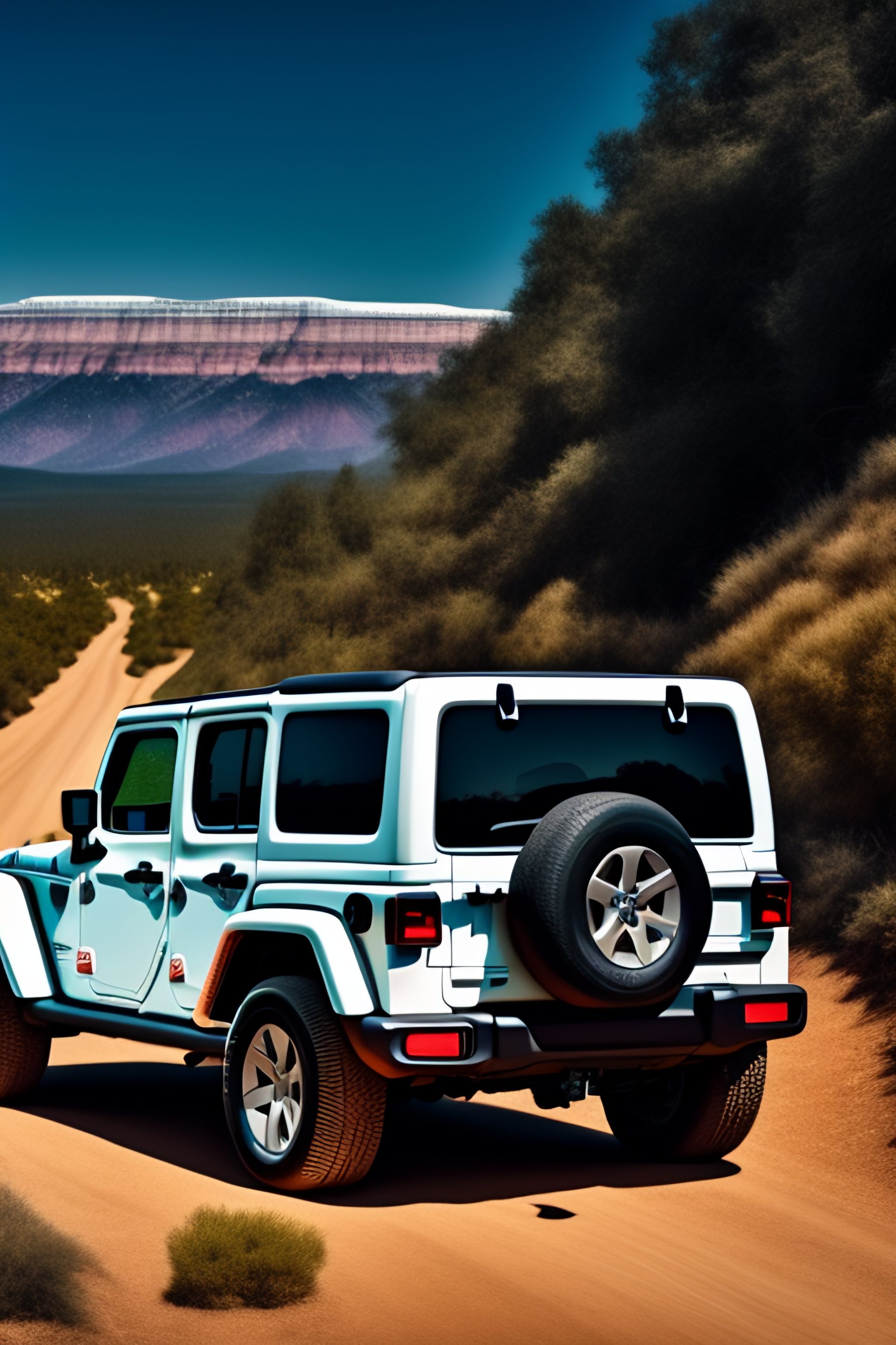 Lexica - Jeep running a road of ink