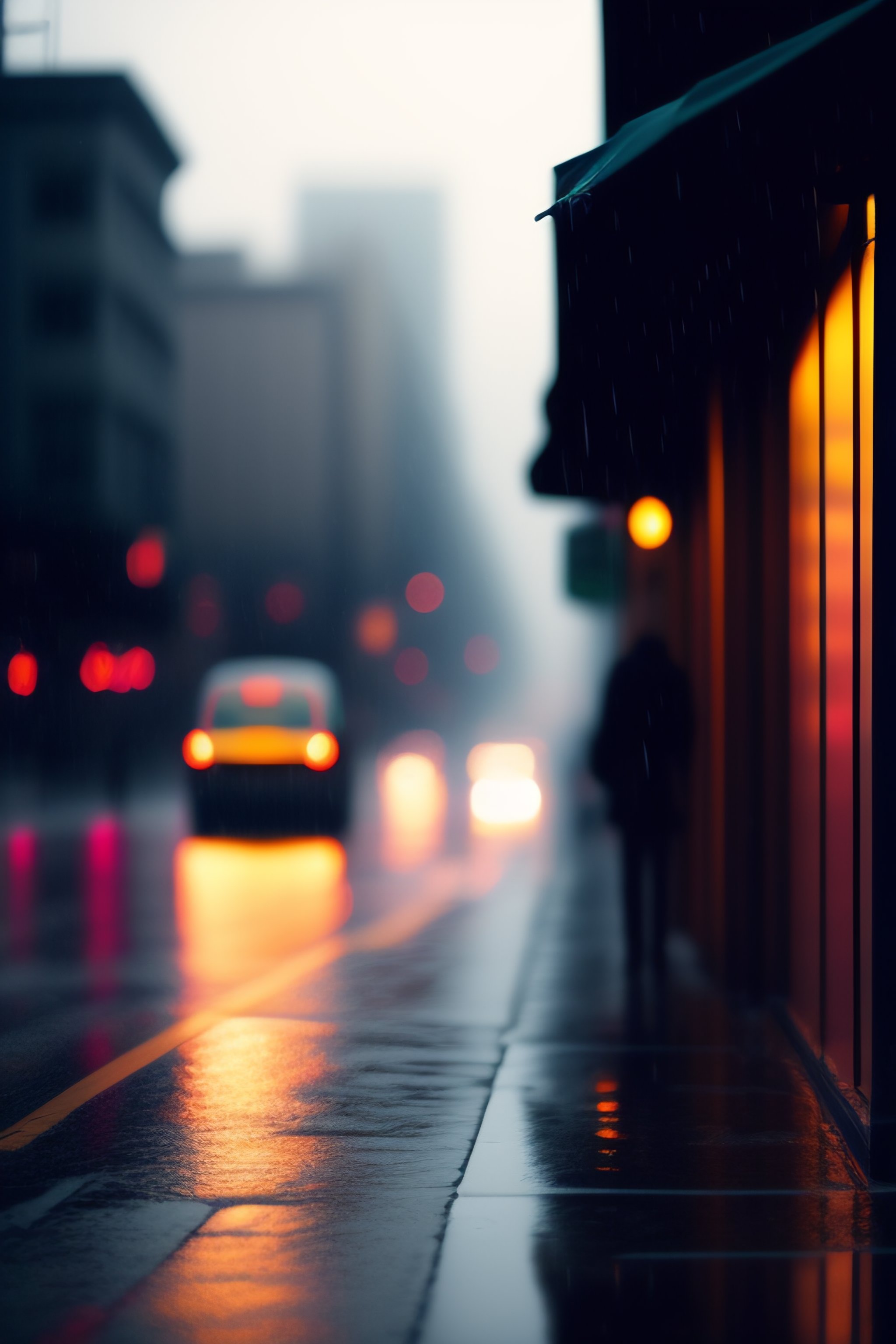Lexica - Empty rainy blurry street cyperpunk