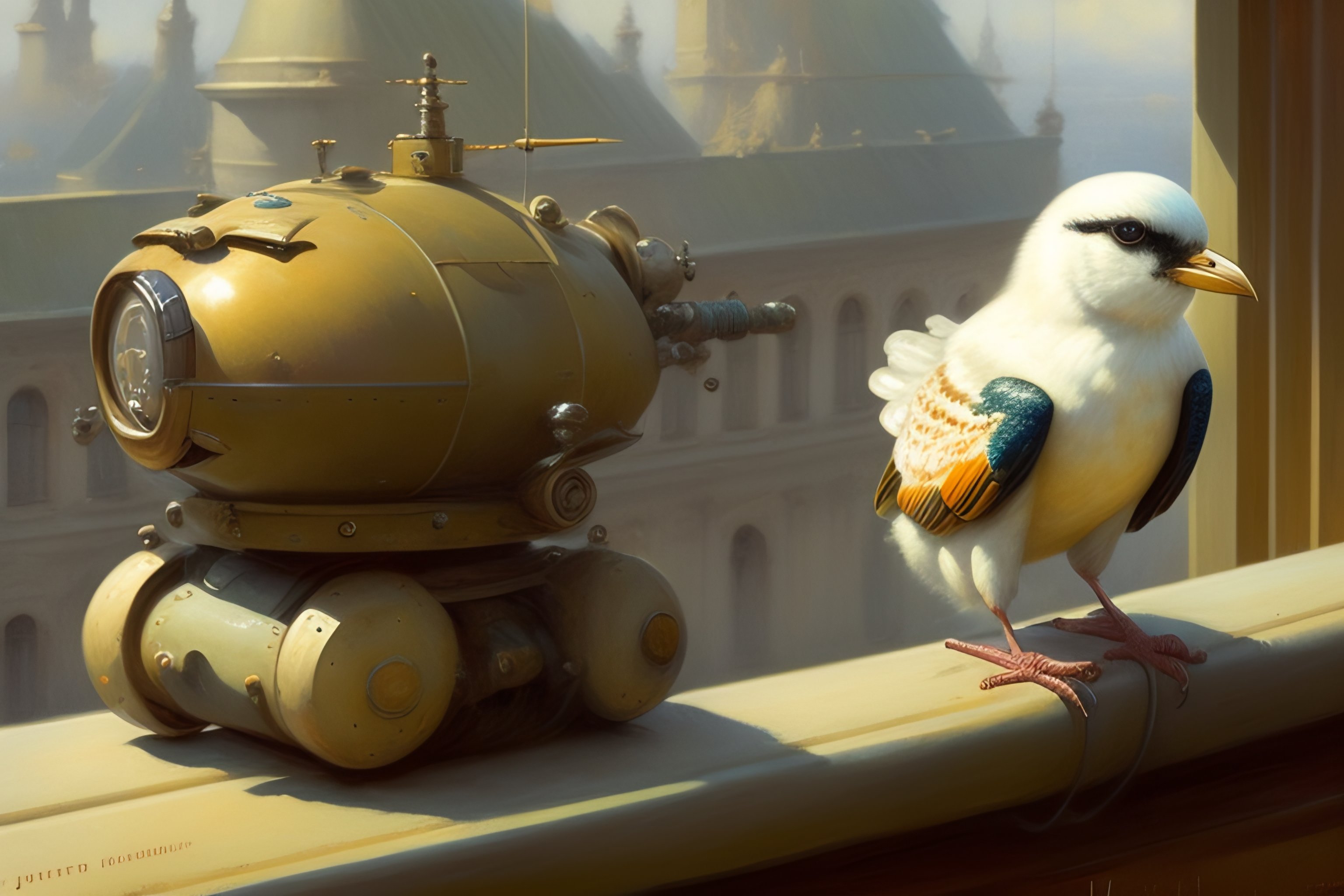 Lexica - Web banner, (((((birds eye view of 1950s builder robot sitting ...