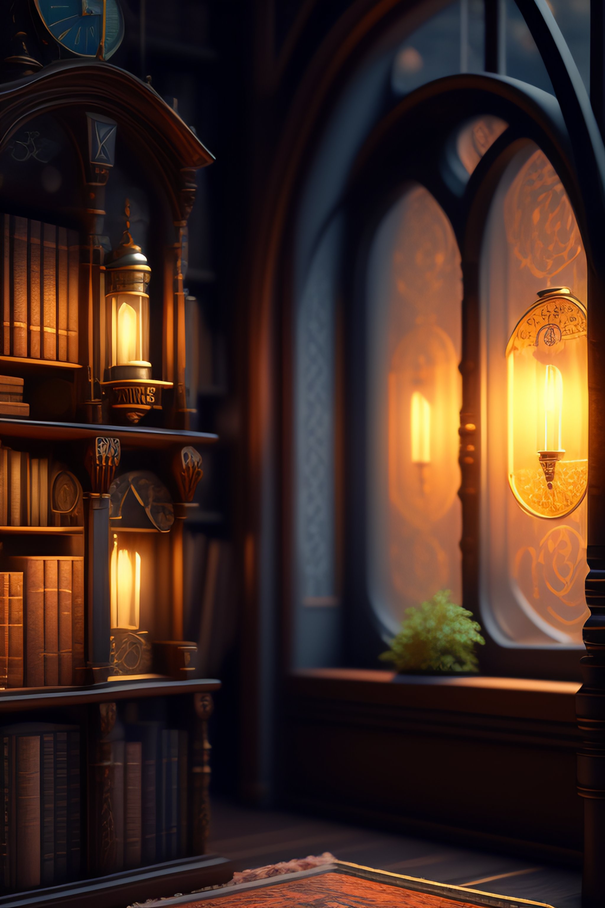 Lexica - Digital illustration of a steampunk library, Cluttered, full ...