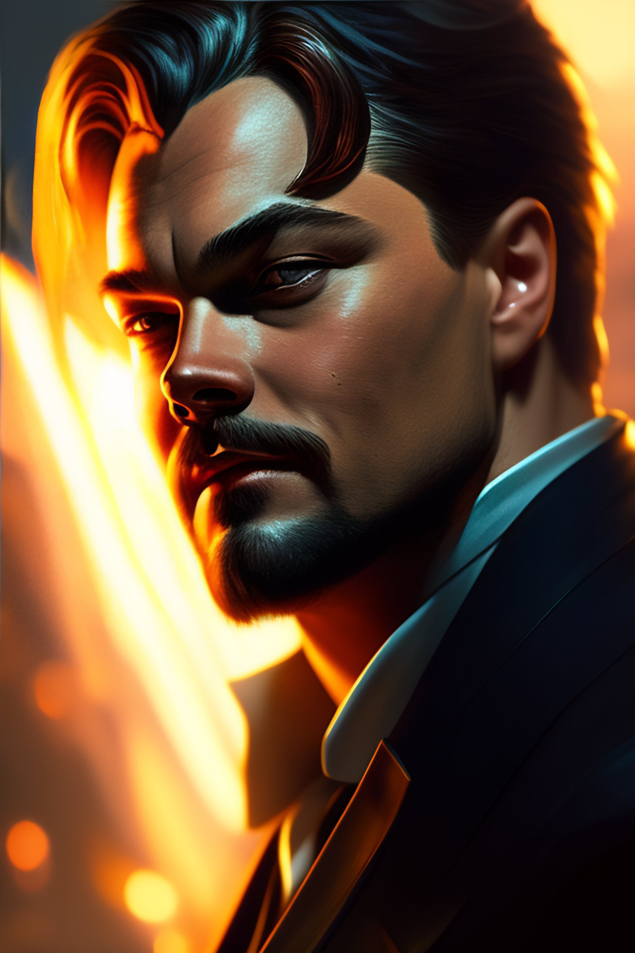 Lexica - Leonardo DiCaprio staring at the camera smirking and laughing ...