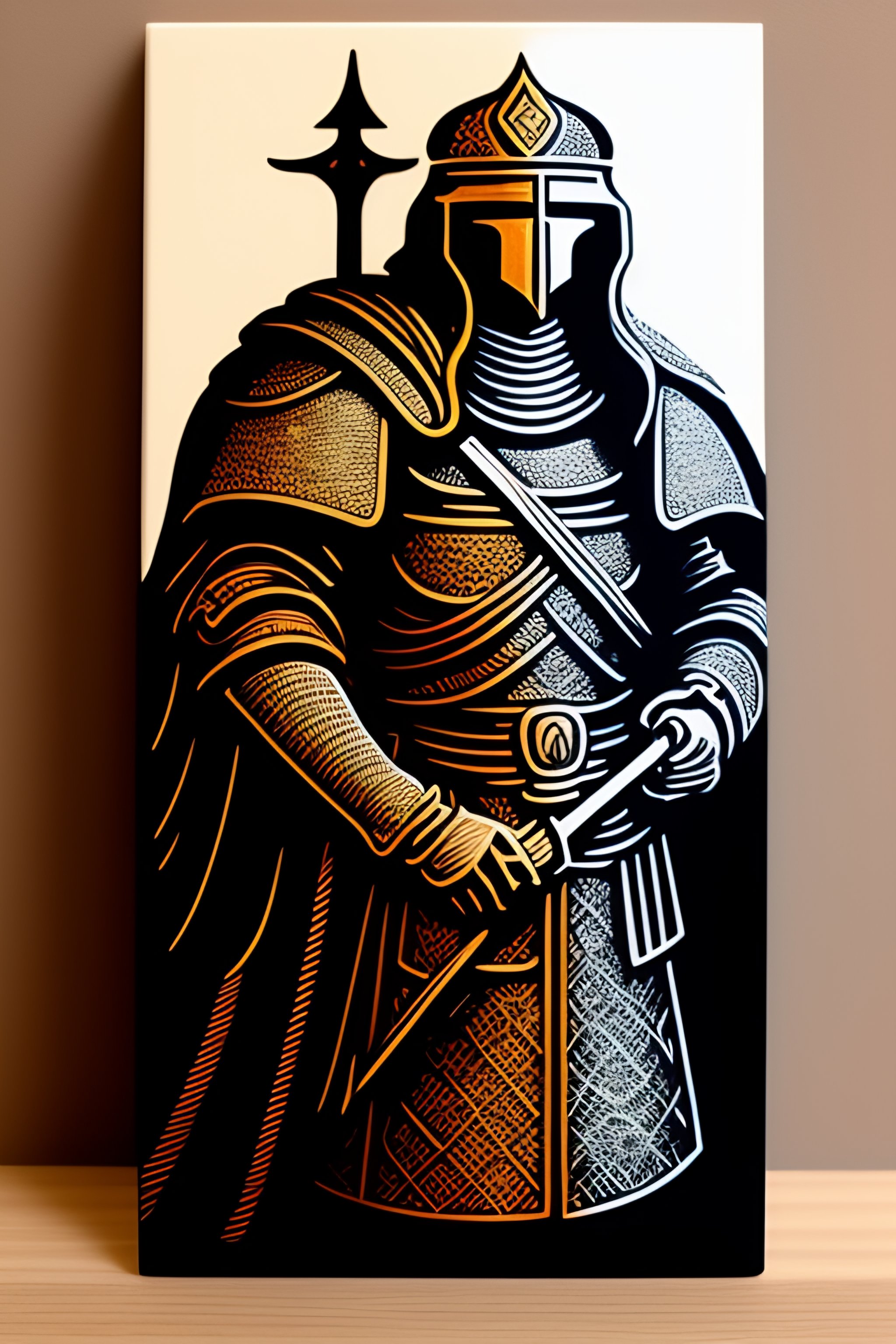 Lexica - Linocut, medieval knight, sacred paladin