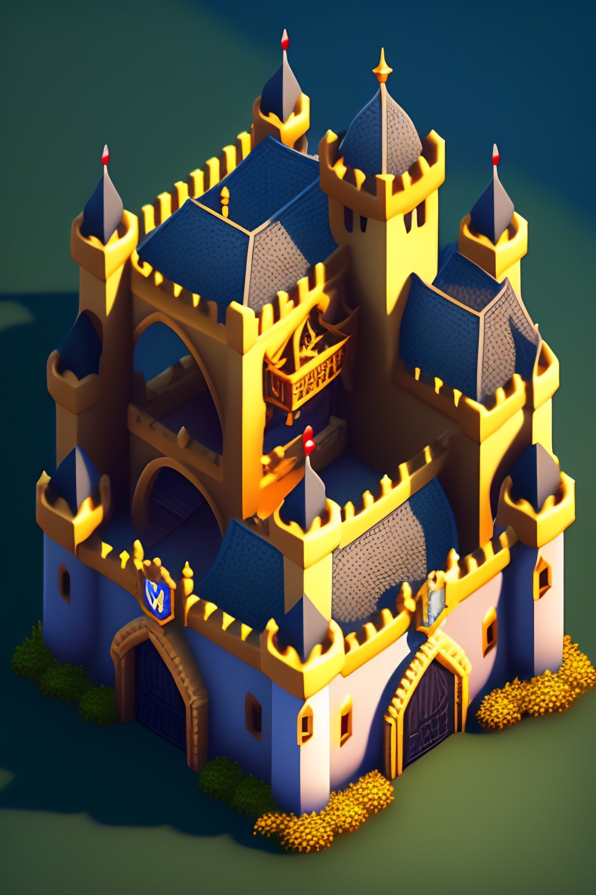 Lexica - Castle , mobile game asset, isometric, centralised, low ...