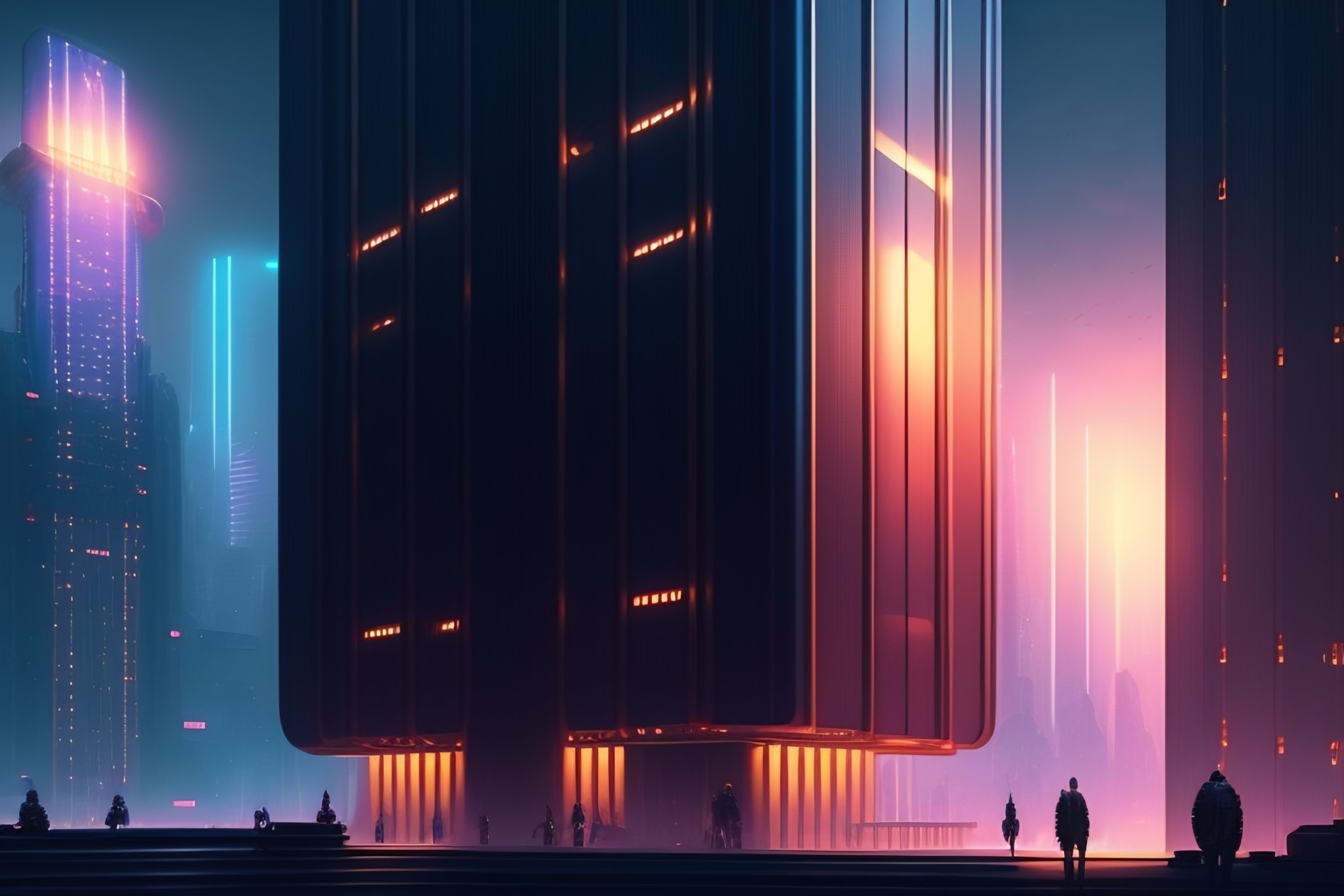 Lexica - Building cyberpunk square city night