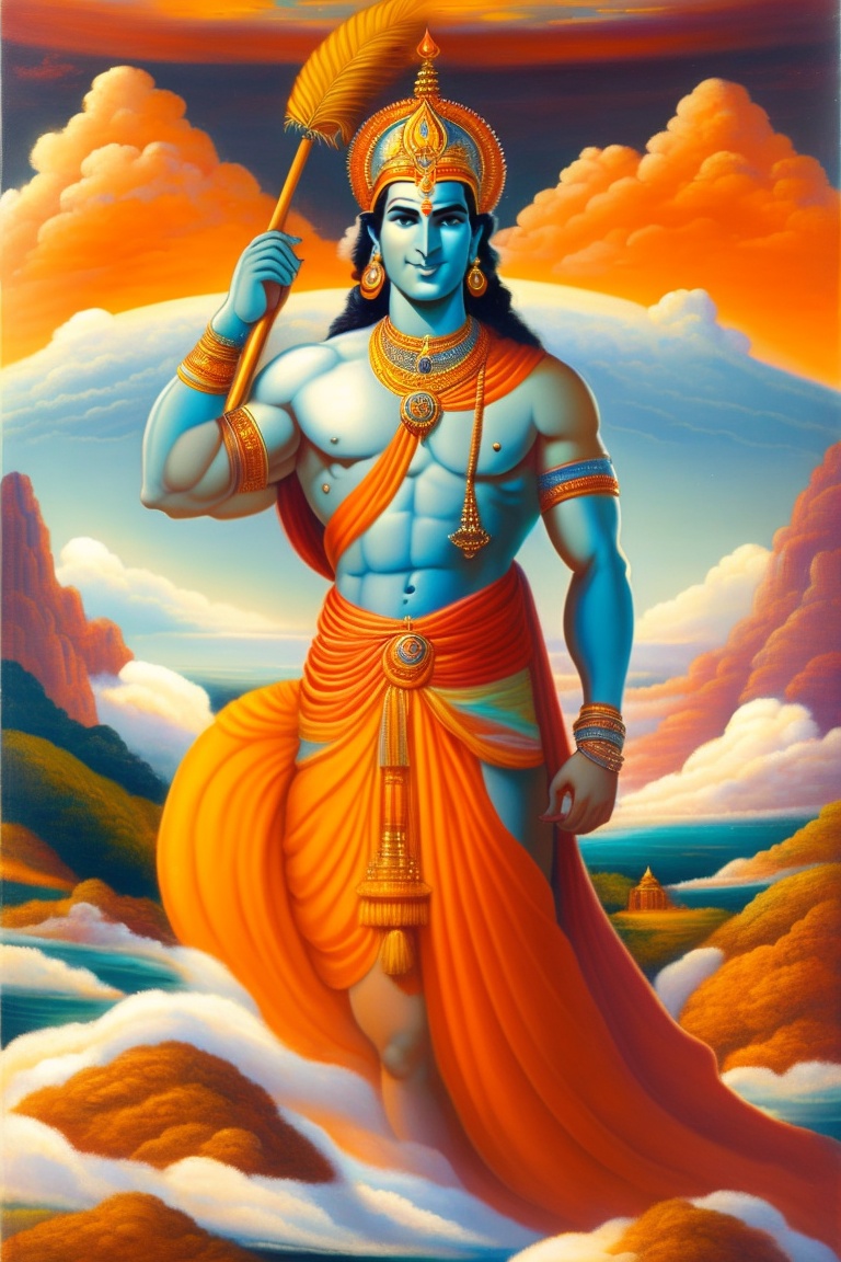 Lexica - Picture Lord rama standing majestically in a celestial realm ...