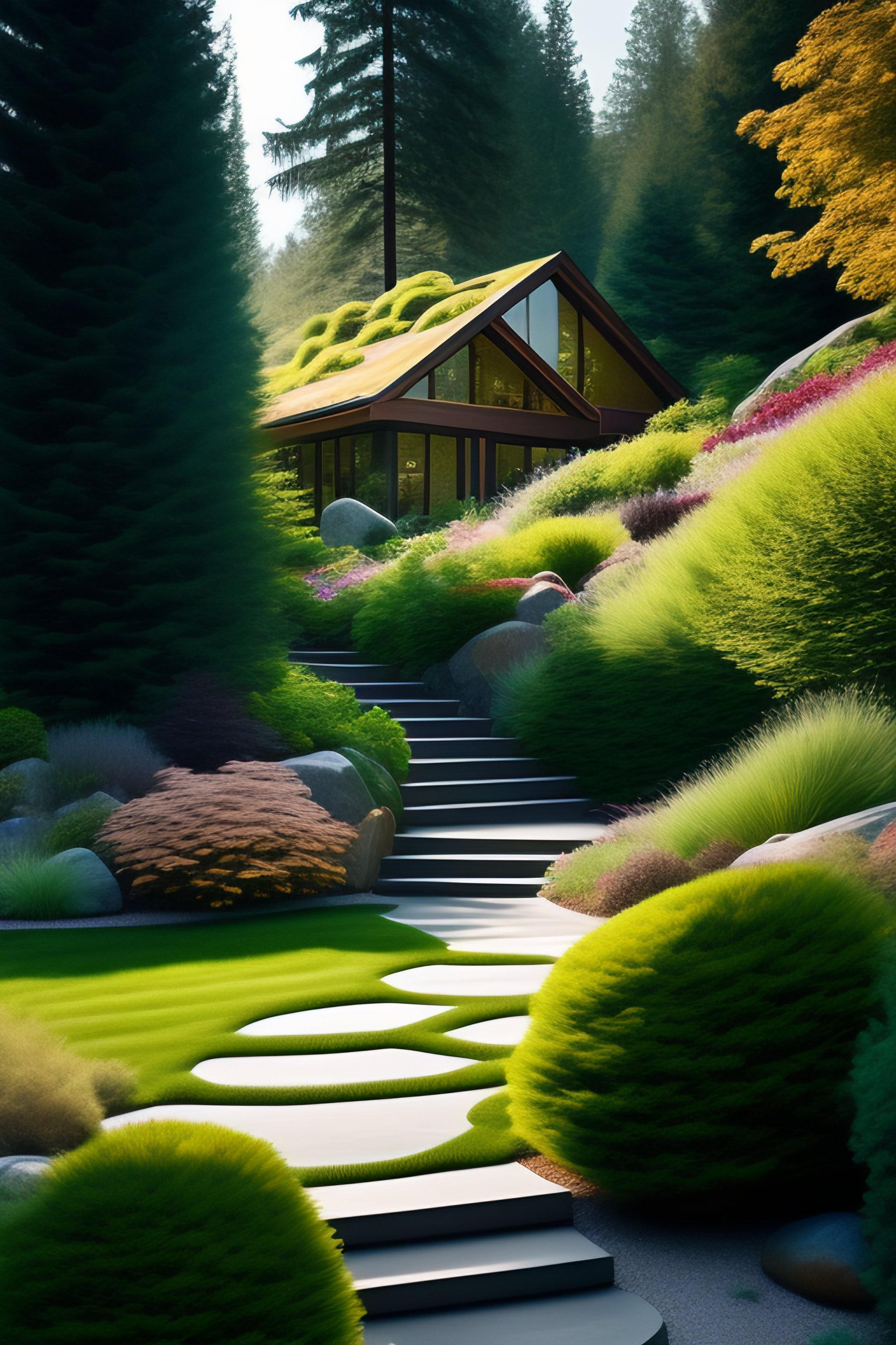 Lexica - Stunning steep hillside pacific northwest landscape design ...