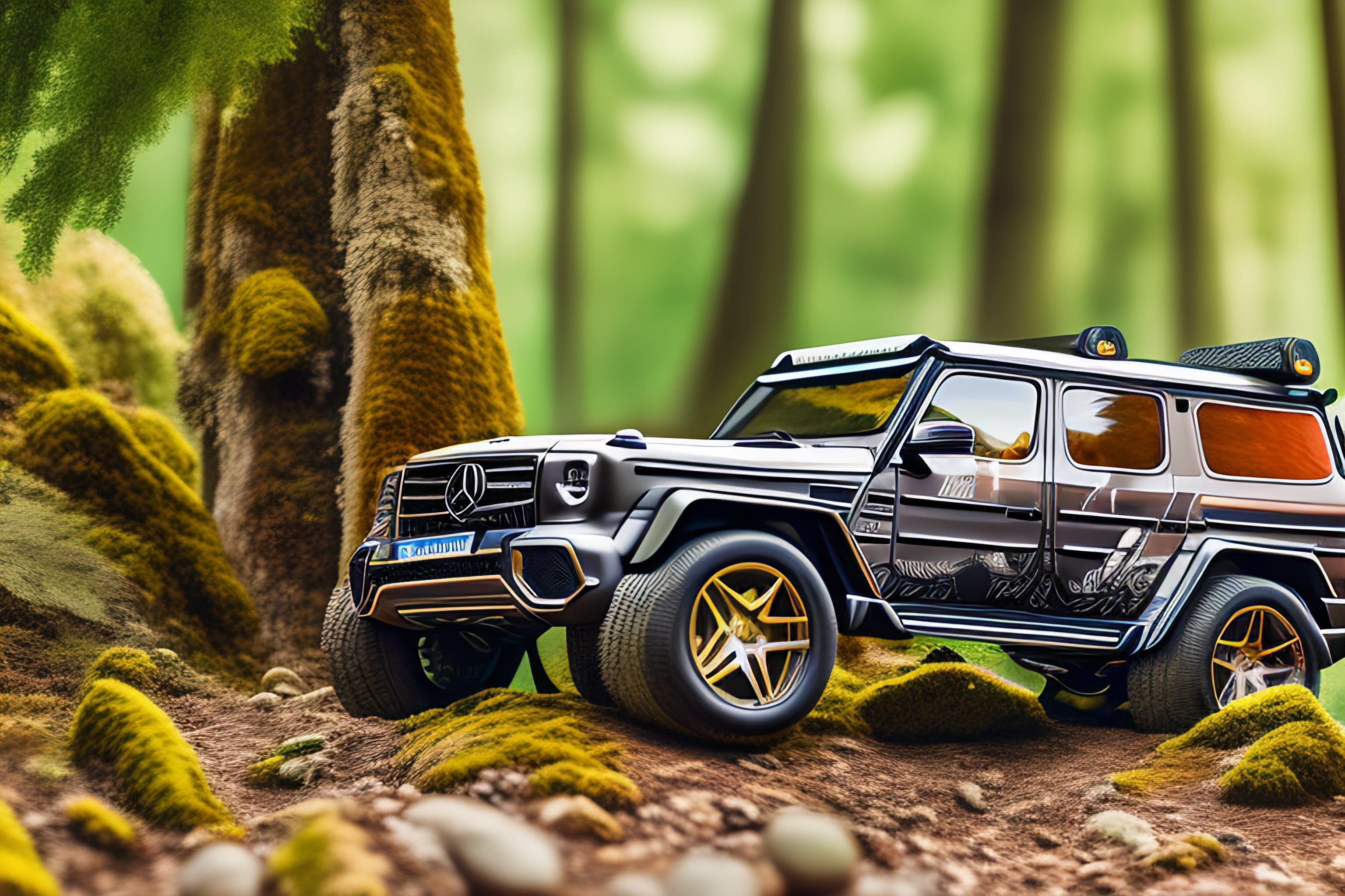 Lexica - Off road modified mercedes amg g63 in the forest, artstatiom ...
