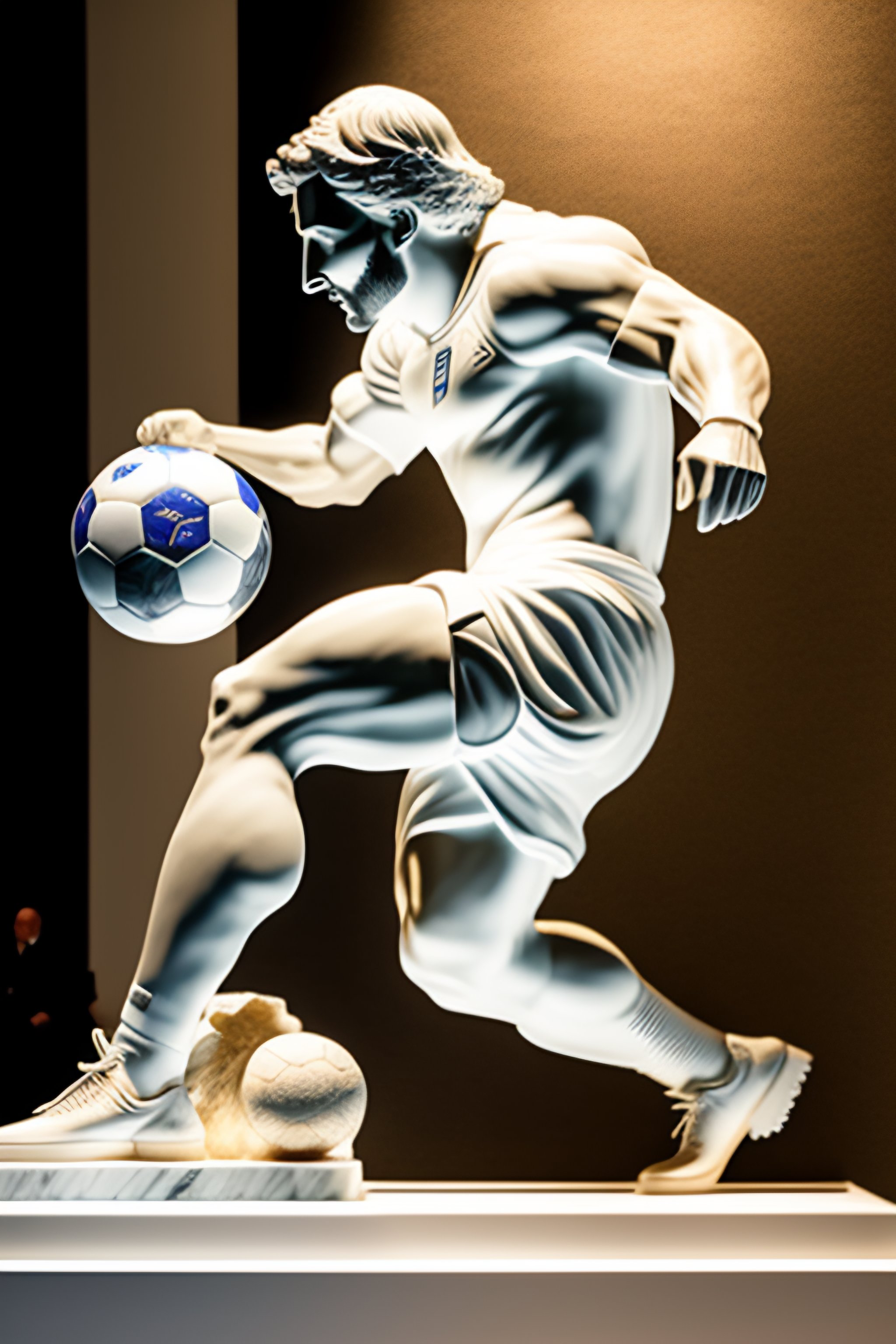 Lexica - Marble sculptures of Messi, kicking ball, very detailed, by ...