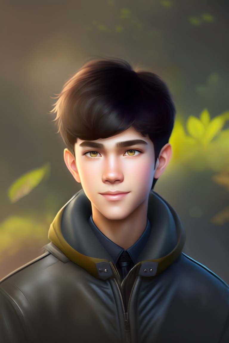 Lexica - A teenage boy with dark short hair, small mouse, Square head ...