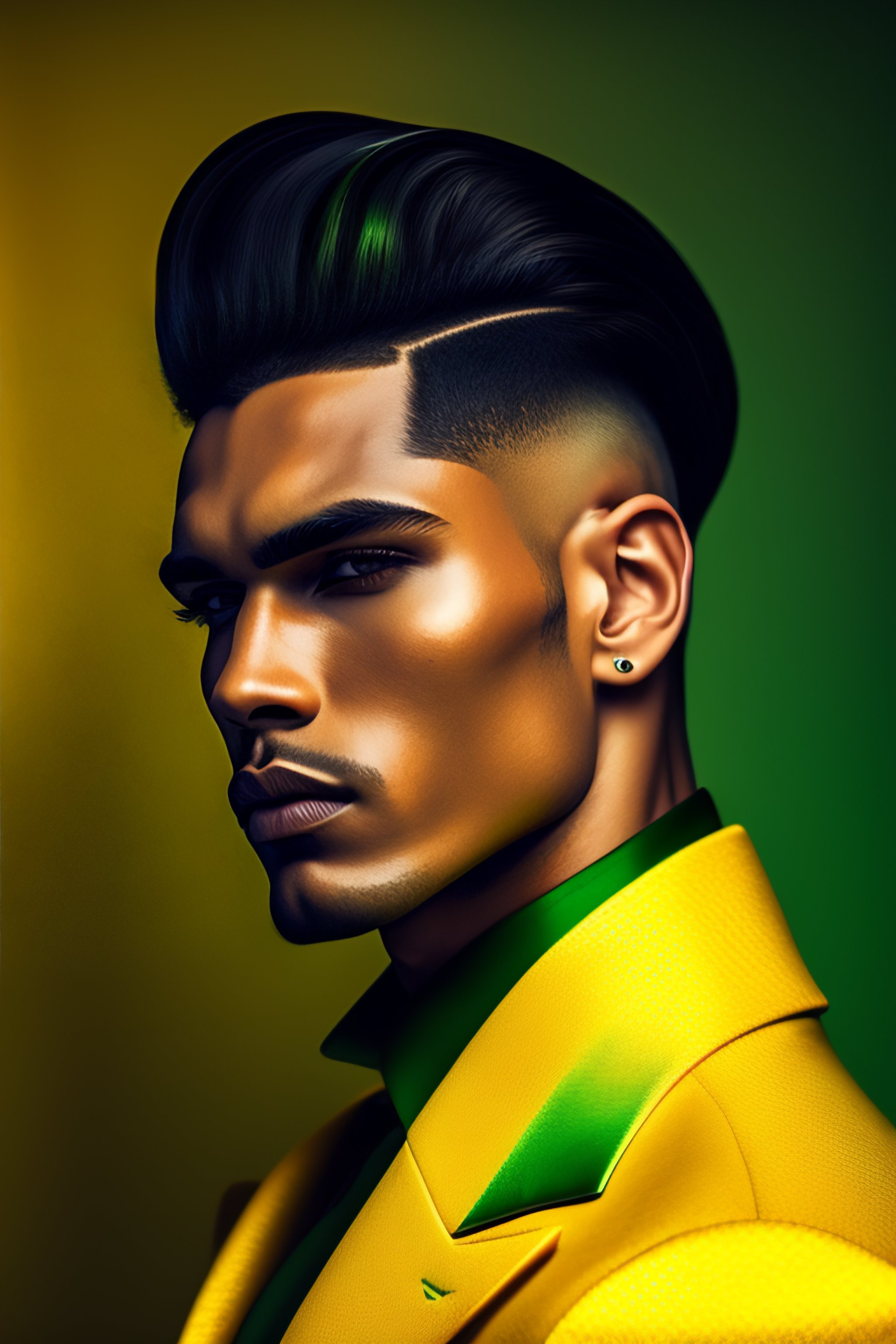 Lexica - A photo close-up of a handsome undercut haired man, fashion ...