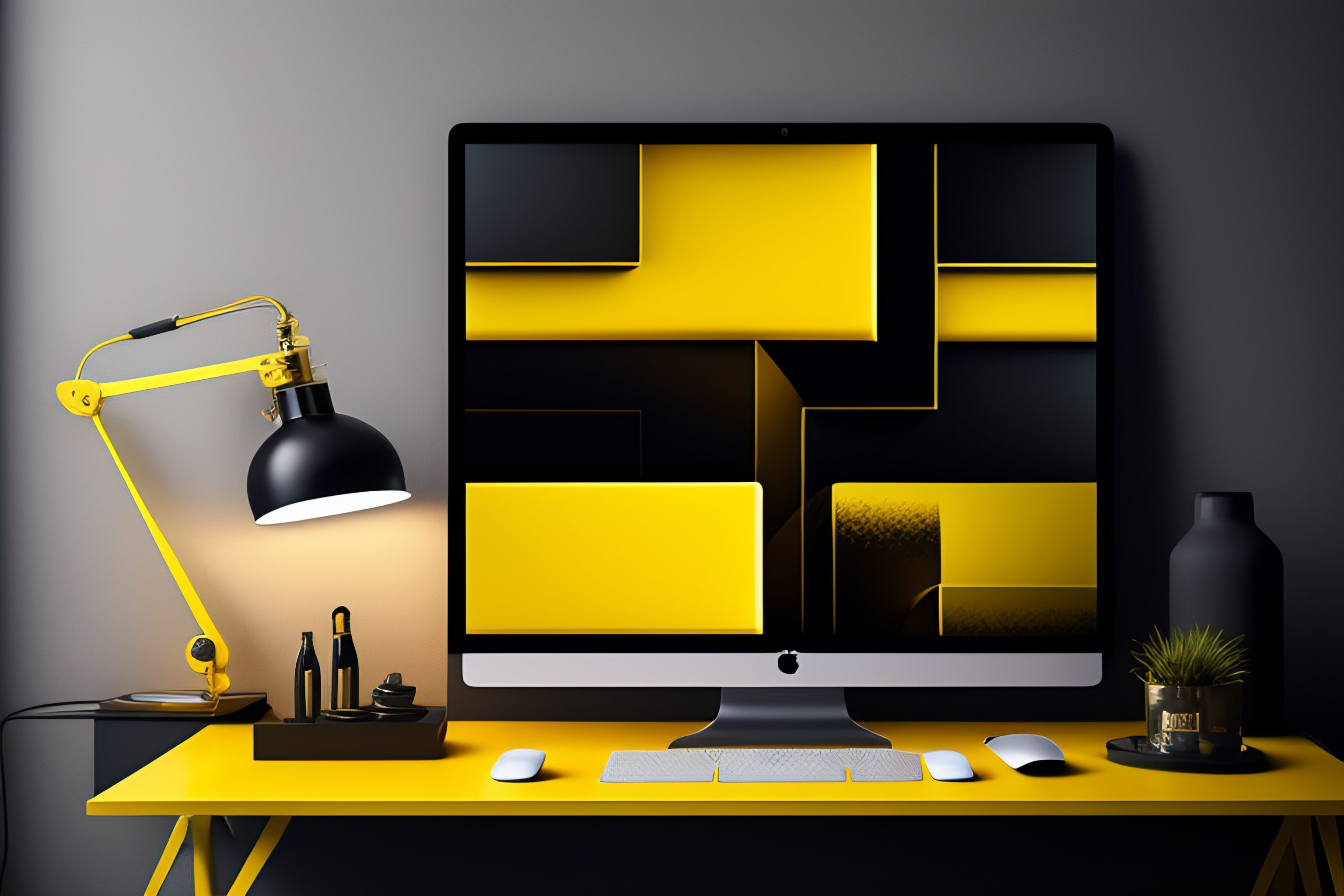 Lexica - Black and yellow, fullpage poster, hipster, macbook, in cafe
