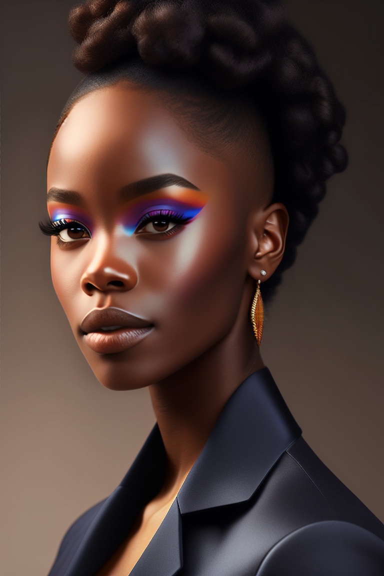 Lexica - Black model, white background, general plane, beautiful