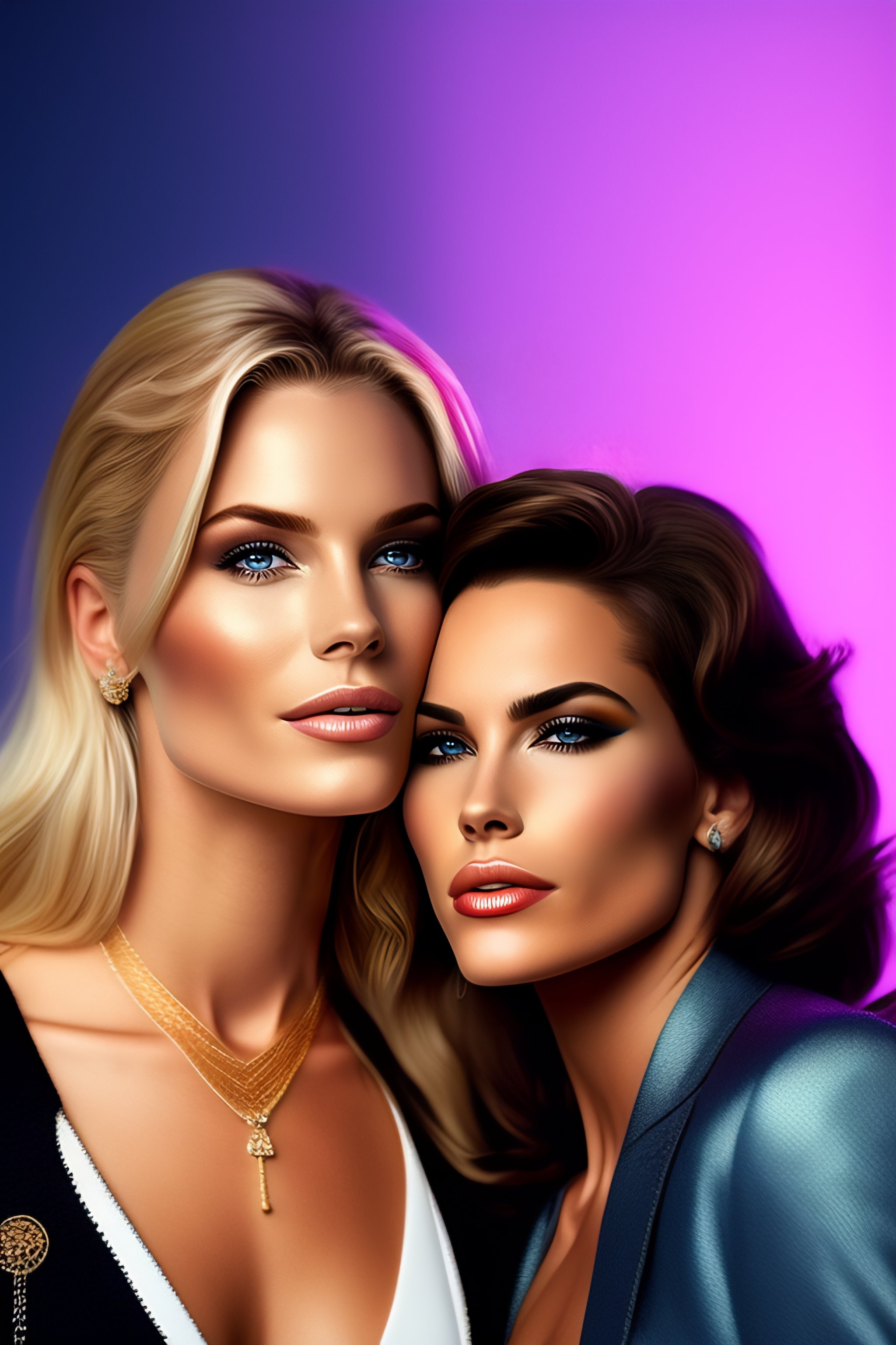 Lexica - Lesbian love and kiss, blondie and brunette