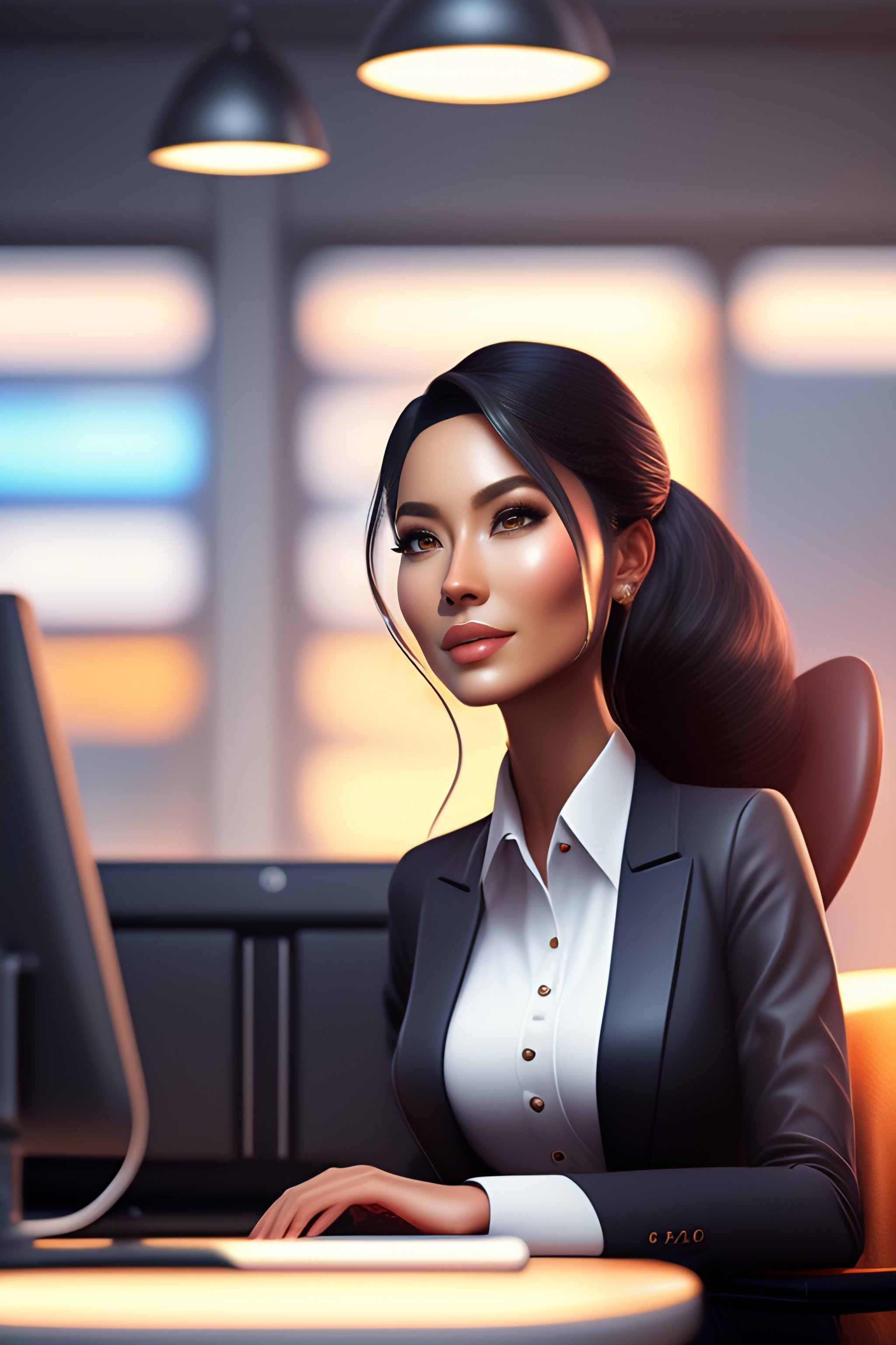 Lexica - Epic professional digital art of an HR fairy in business suit working in a tech company ...