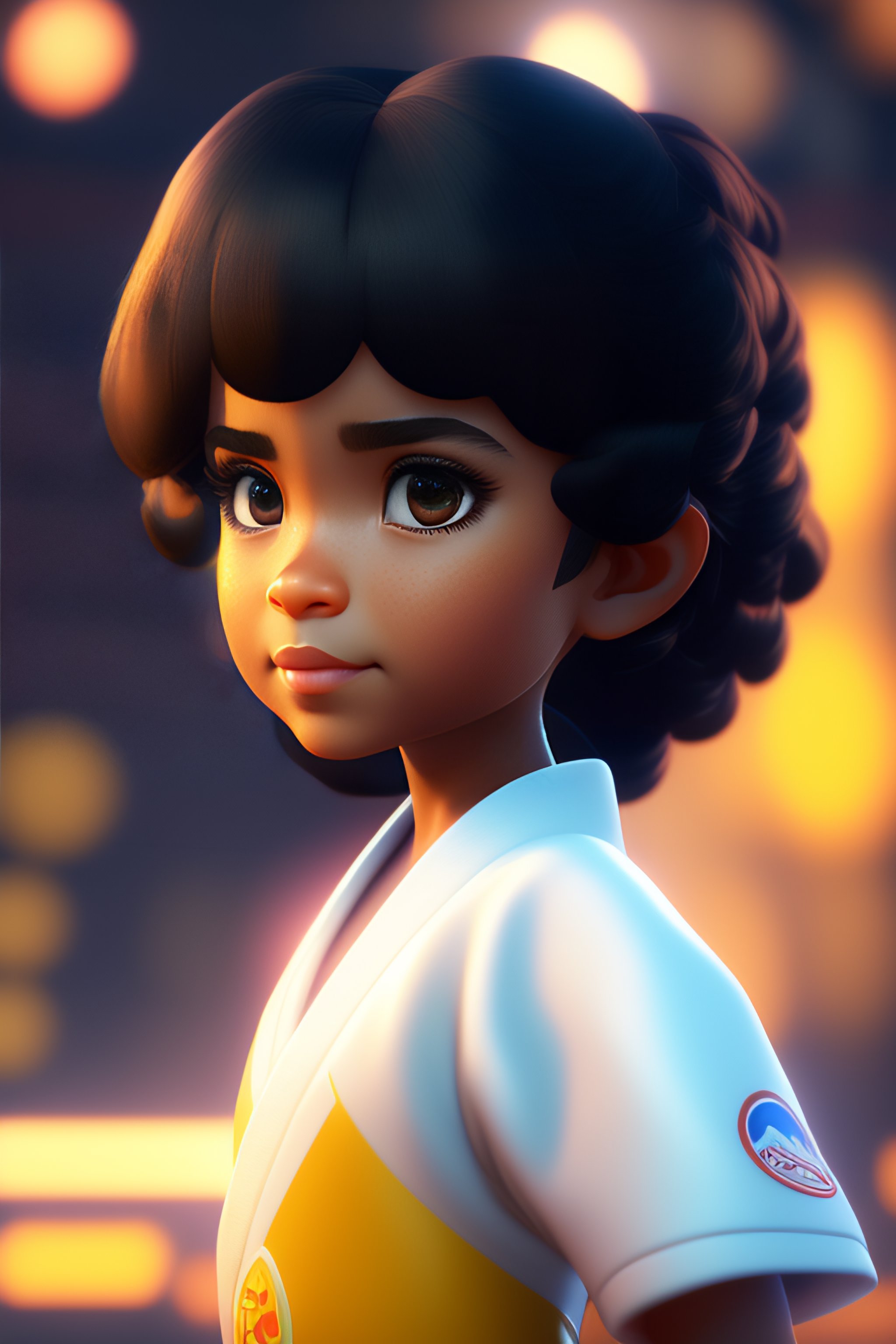 Lexica - Disney pixar visual of a sassy girl with shoulder length black ...