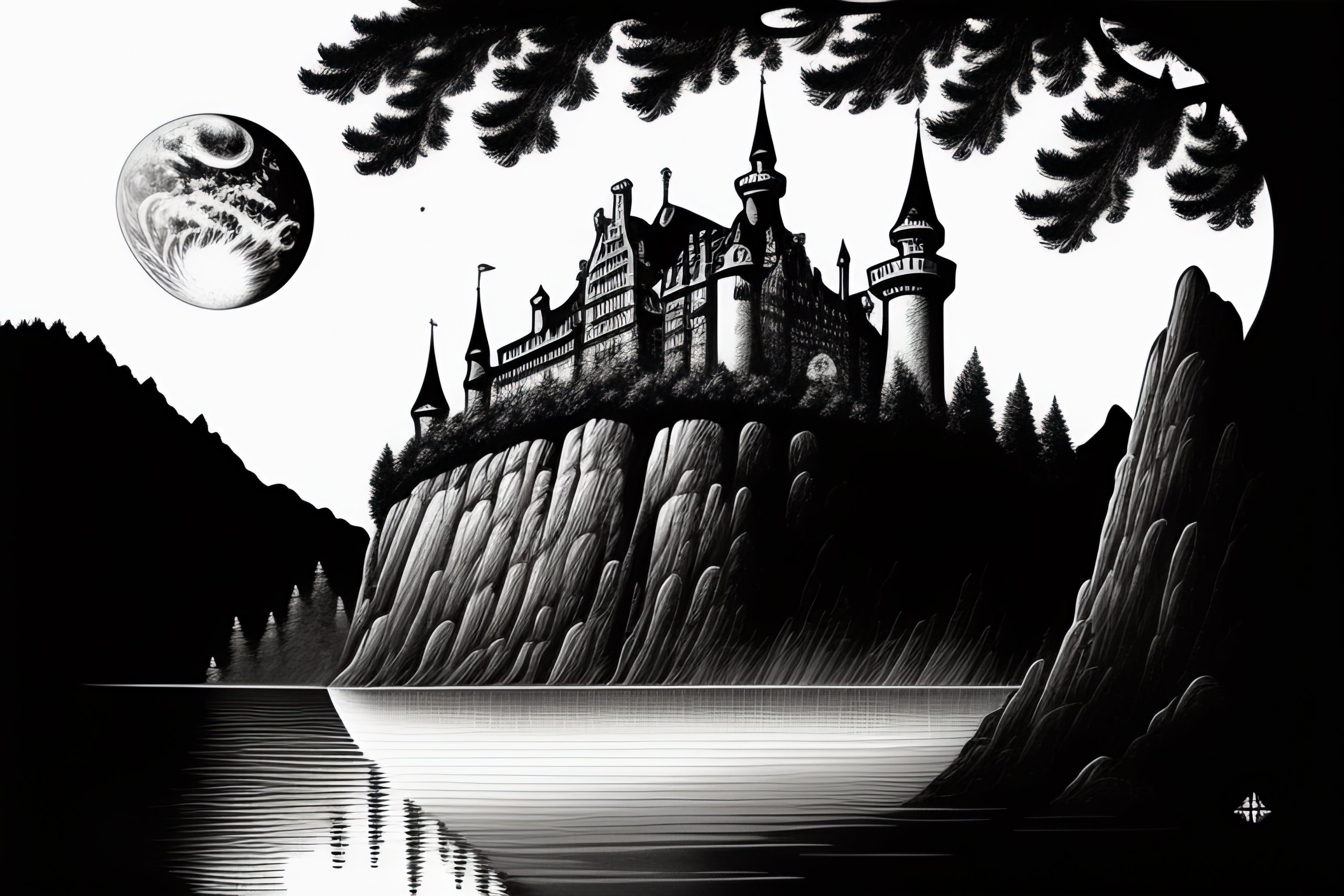 Lexica - A floating Gothic castle high above the ground actually above ...