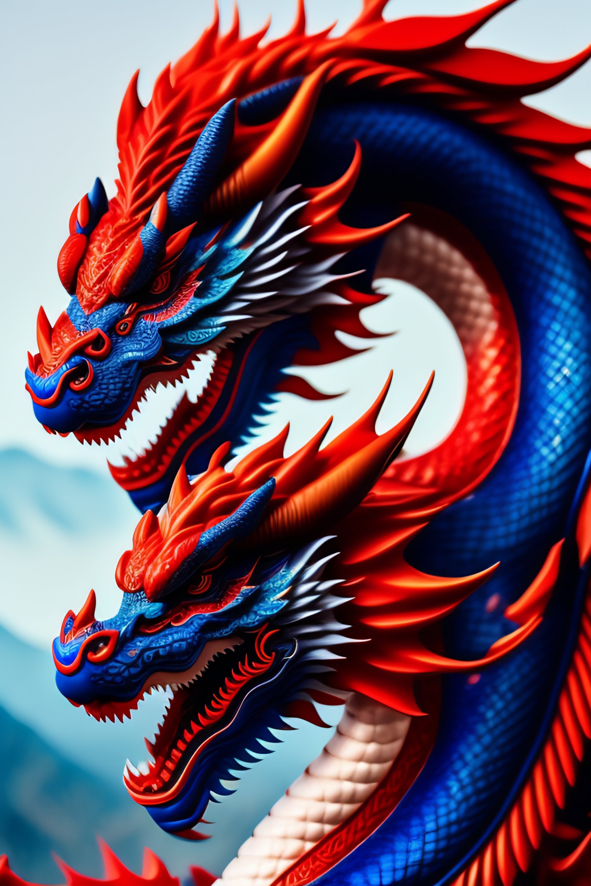 Red And Blue Dragons