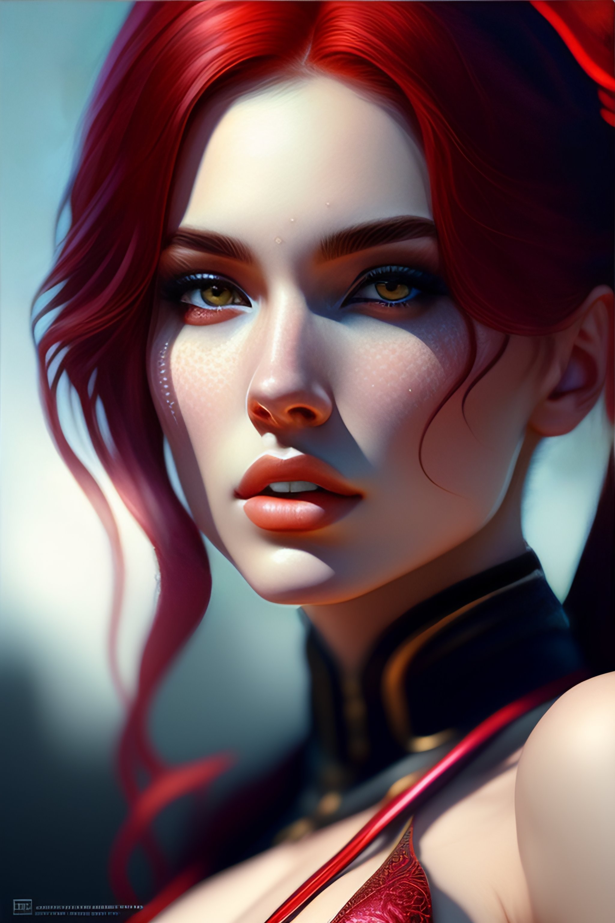 Lexica - Pale skin . red hair . micro-bikinis , beautiful detailed ...