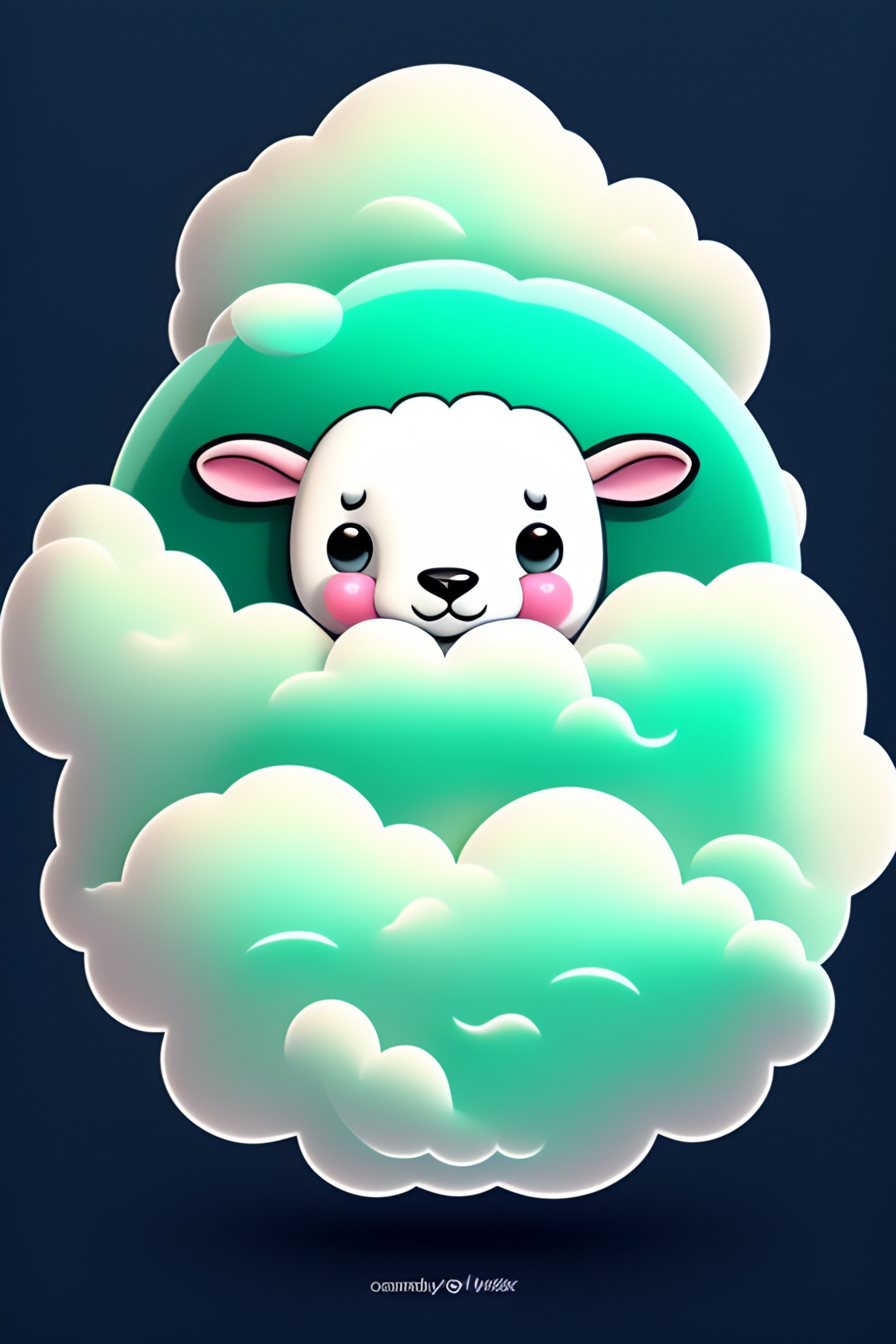 Lexica - Cute sleep sheep chibi cartone style fly in cloud, 2d, mint ...