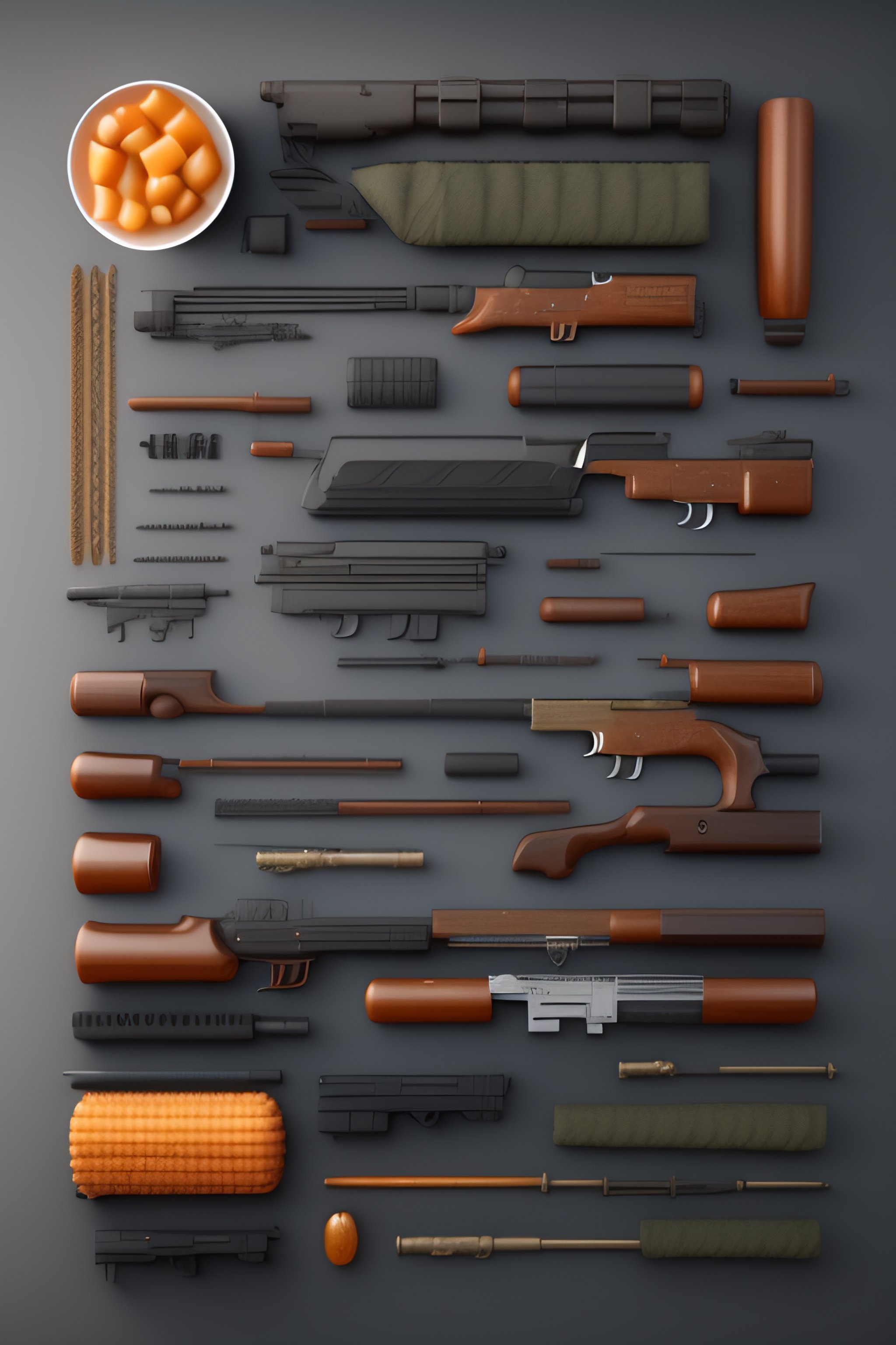 Lexica - Baby food, guns, grande, swords, weapon parts, knolling ...