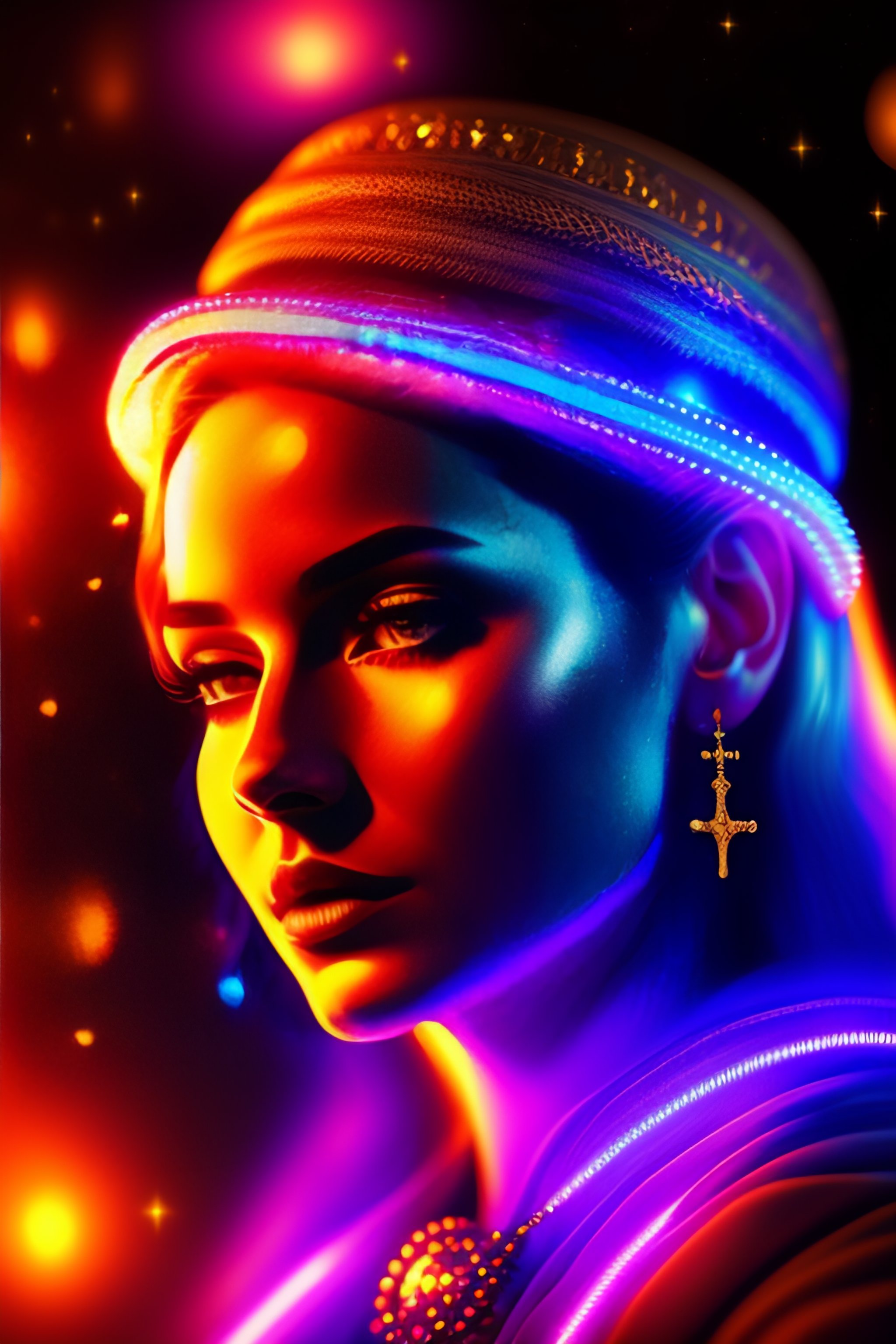 Lexica - Synthwave perspective of christian orthodox Rosary floating in ...