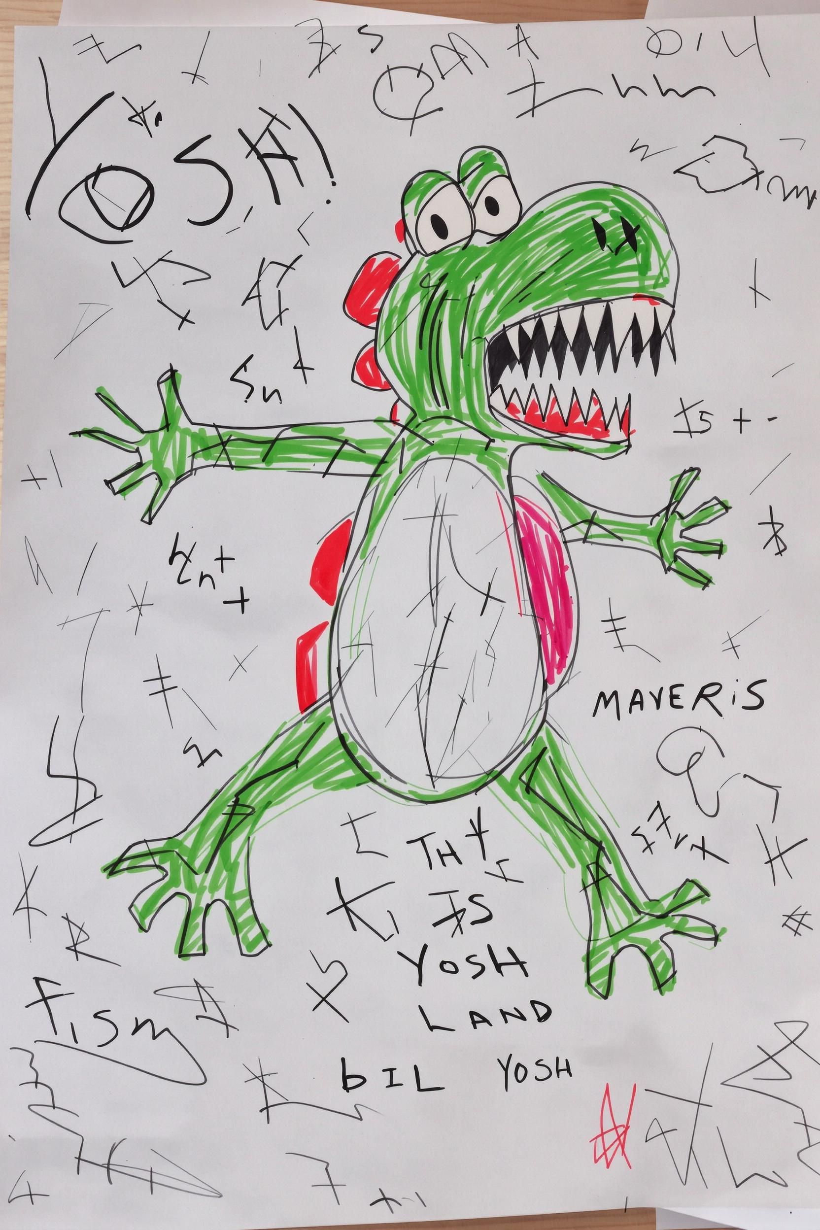 Lexica - Scary chaotic scribbles of a nightmarish drawing of yoshi ...