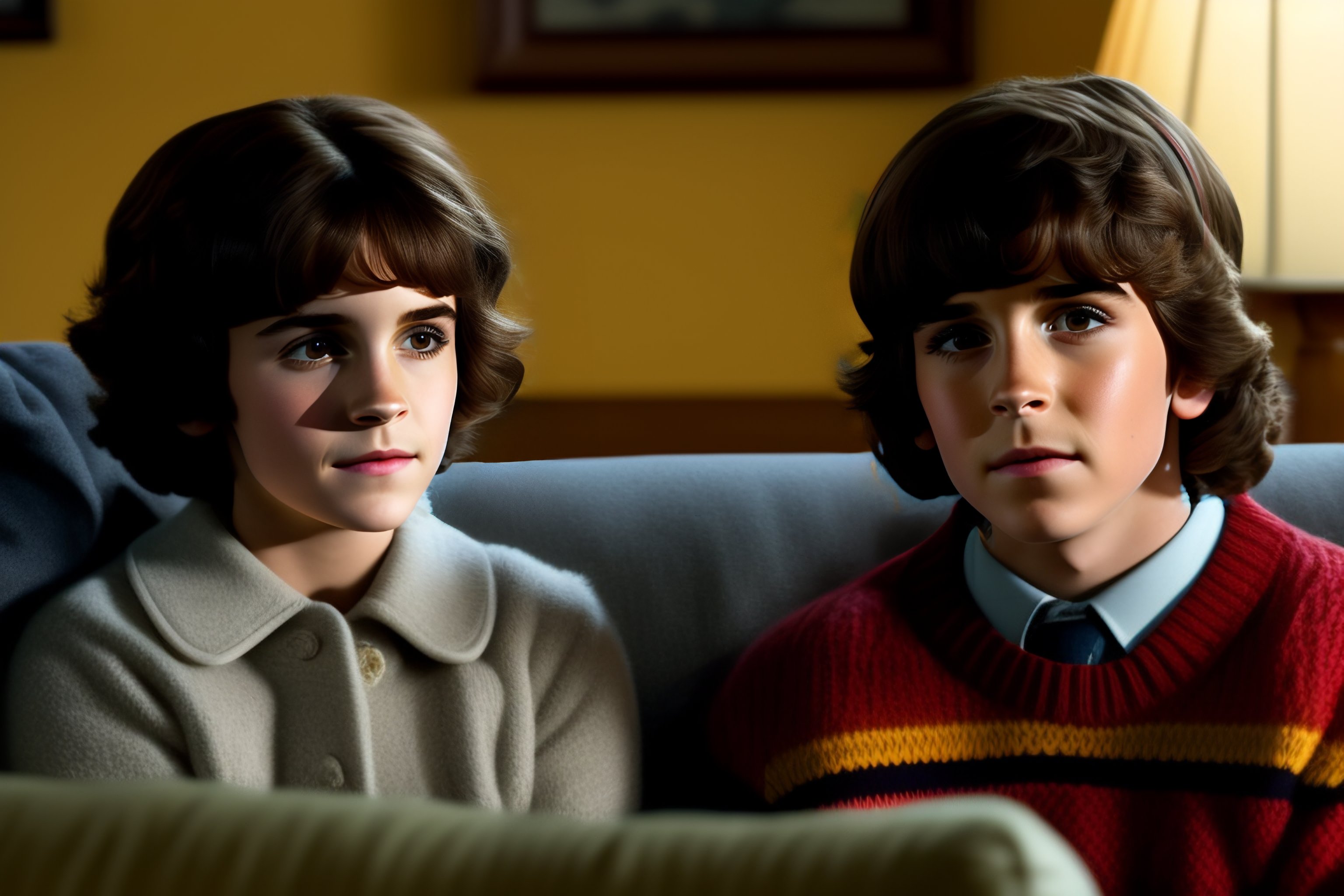 Lexica - Brother and sister on couch, stranger things, Emma Watson as ...