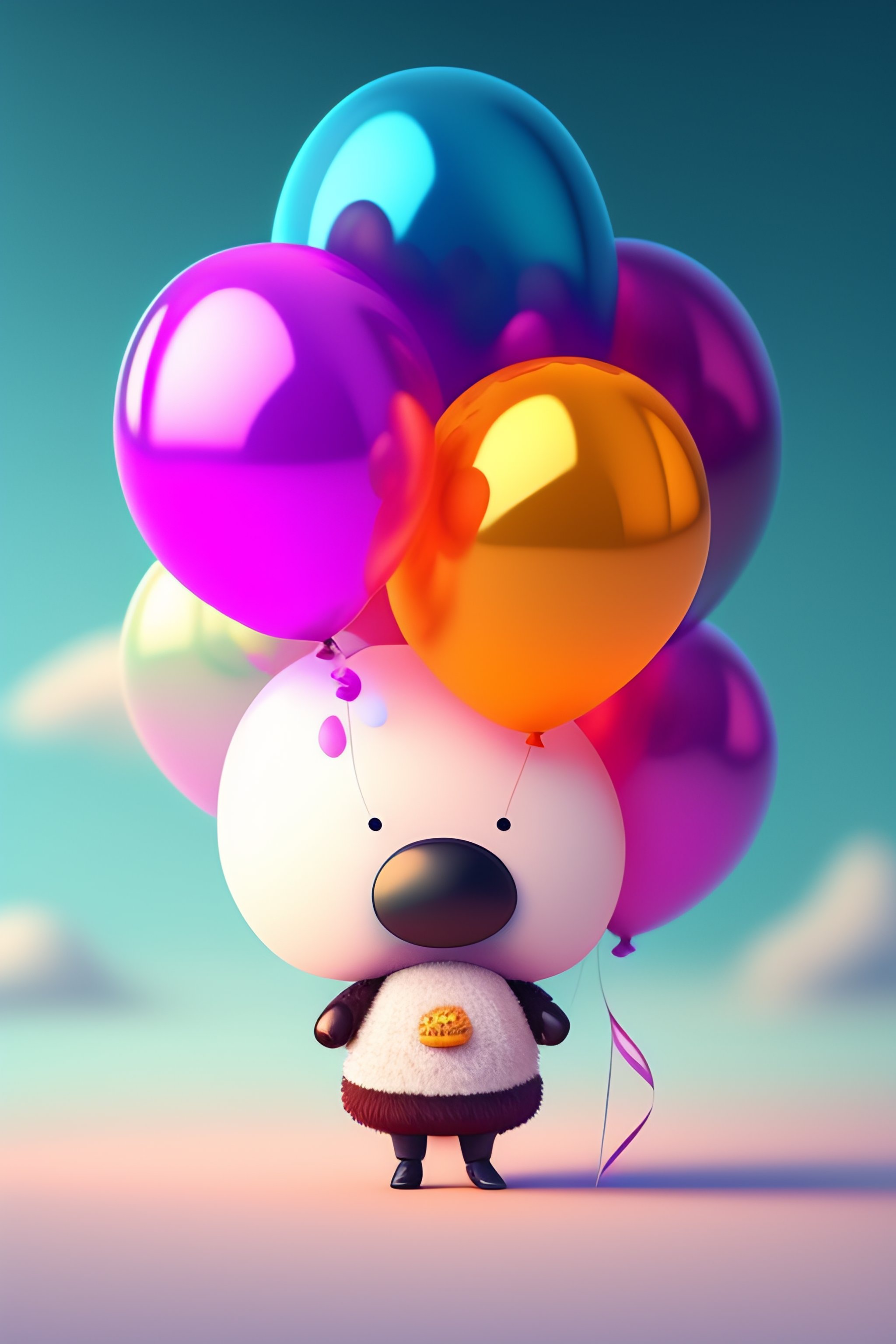 Lexica - CUTE AND ADORABLE CARTOON FLUFFY, BIRTHDAY, BALLOONS, FANTASY ...